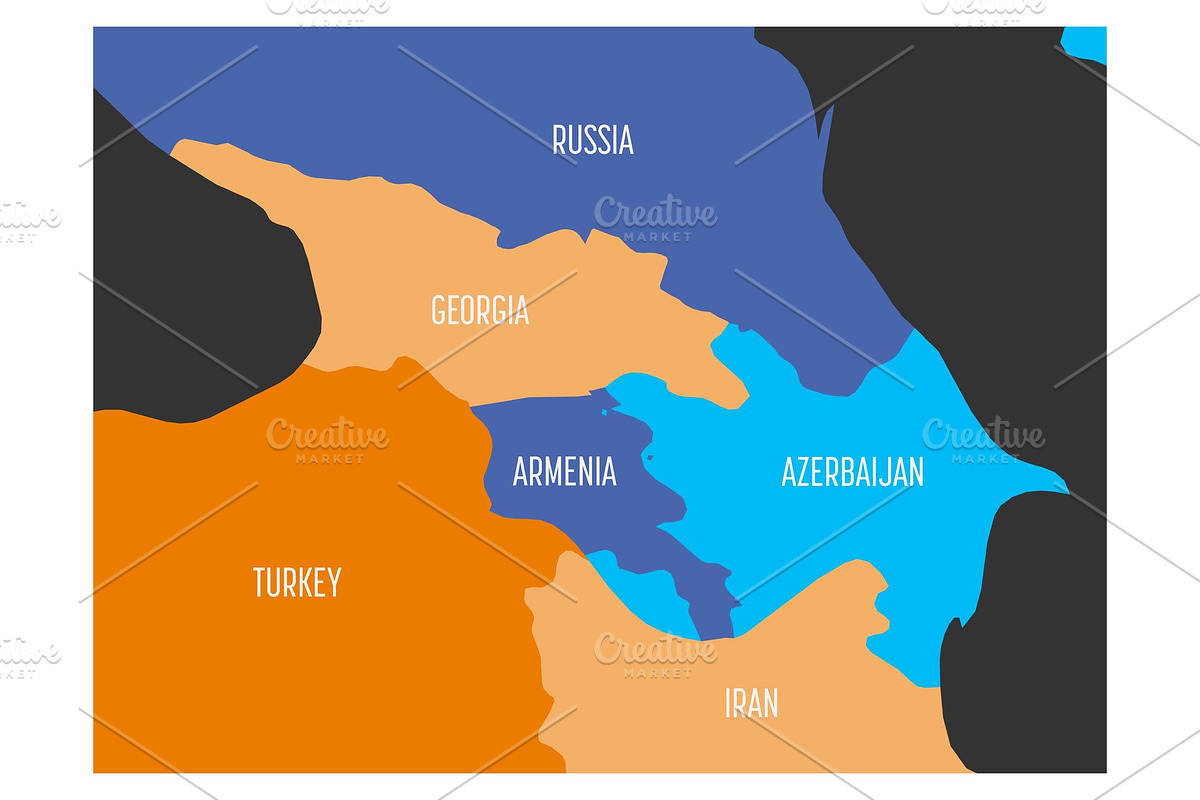 Map of Caucasian region with states, an Illustration by pytyczech