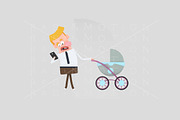 3d illustration. Daddy stroller., an Illustration by rasinmotion