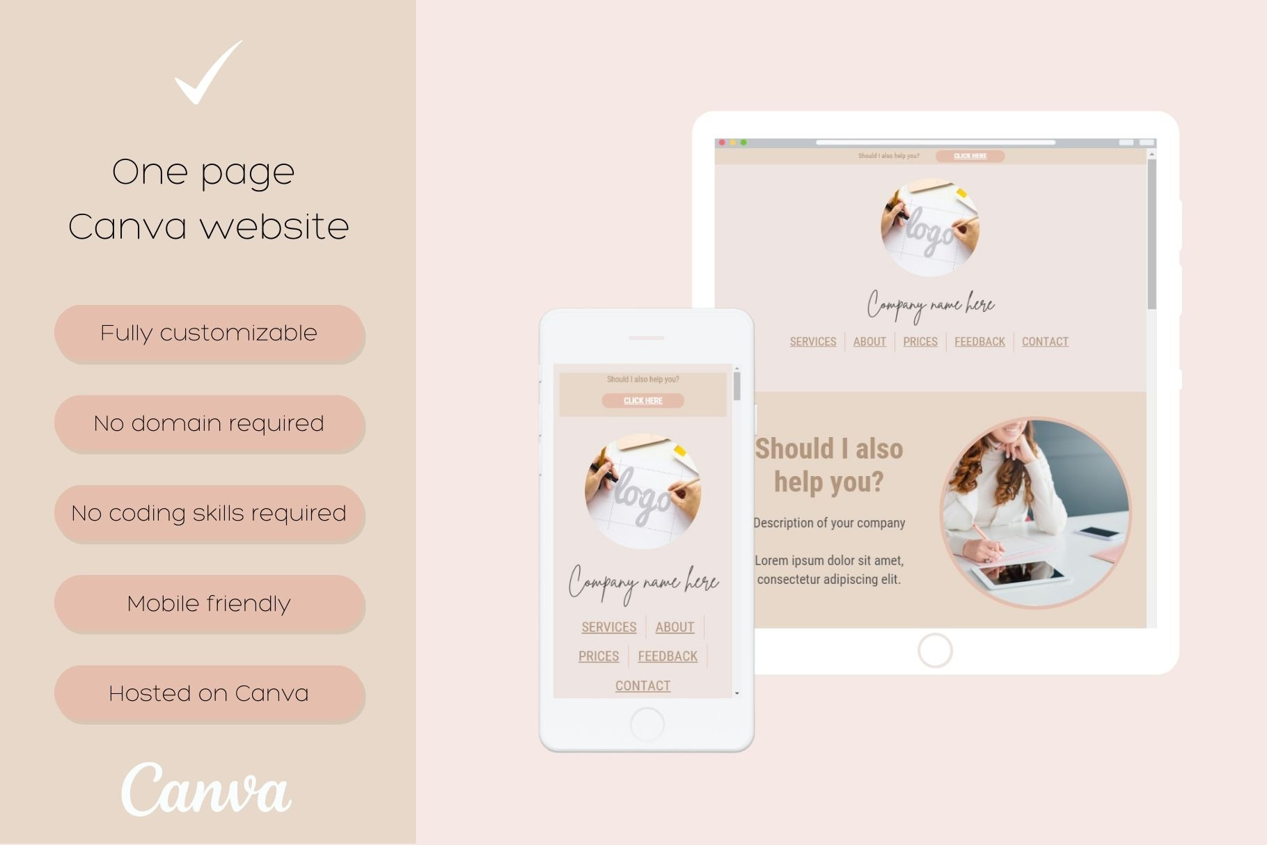 Nordic Canva one-page website template
