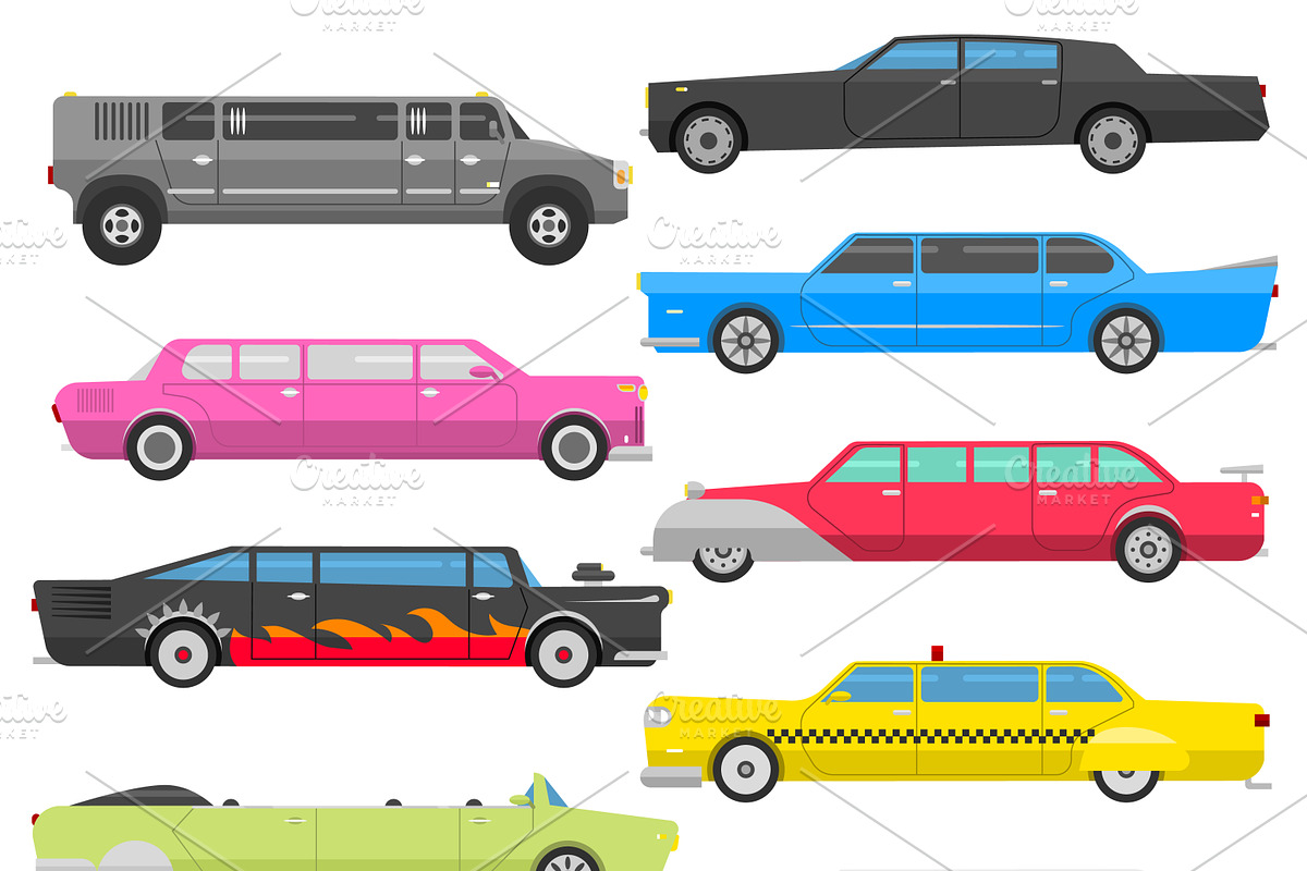 Vector luxury limousine set, a Transportation Illustration by RocketArt