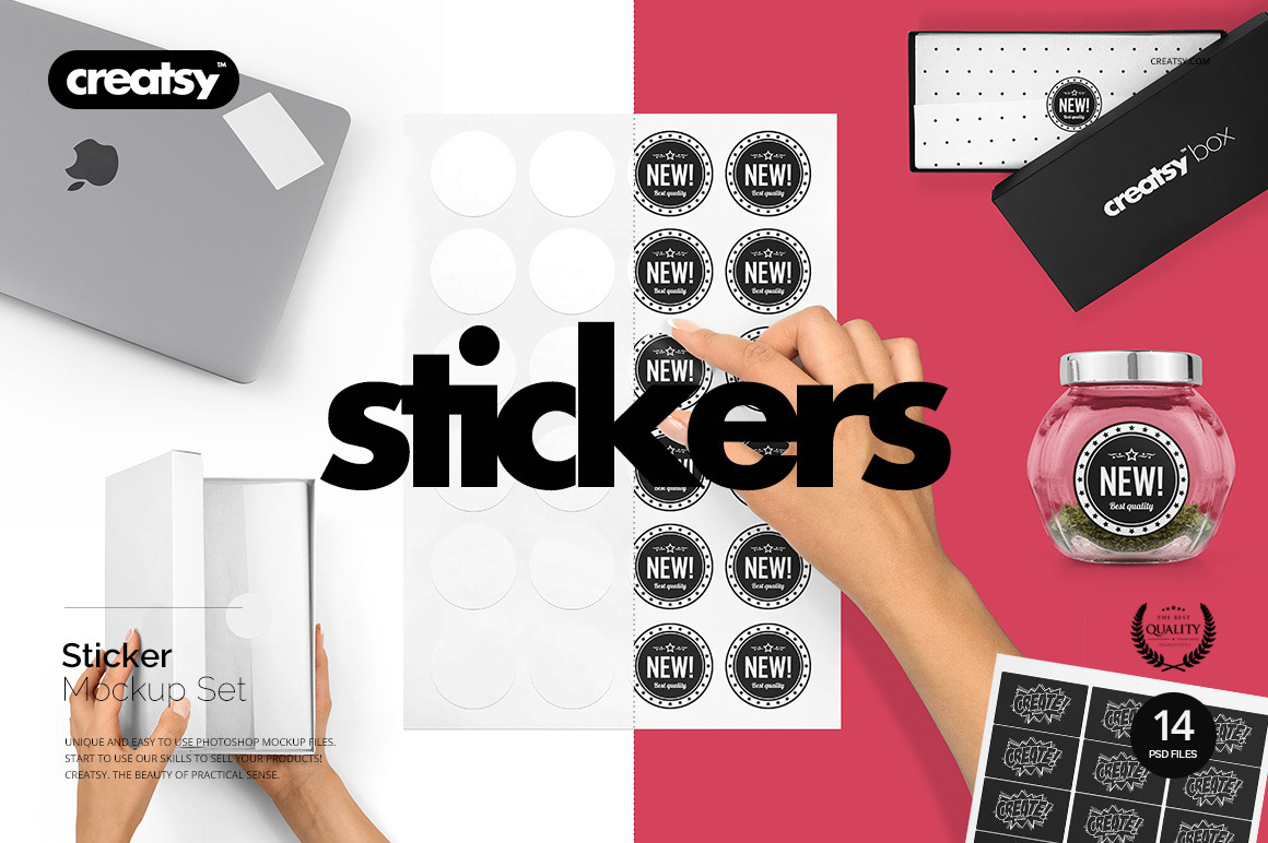 Stickers Mockup Set, a Product Mockup by creatsy5