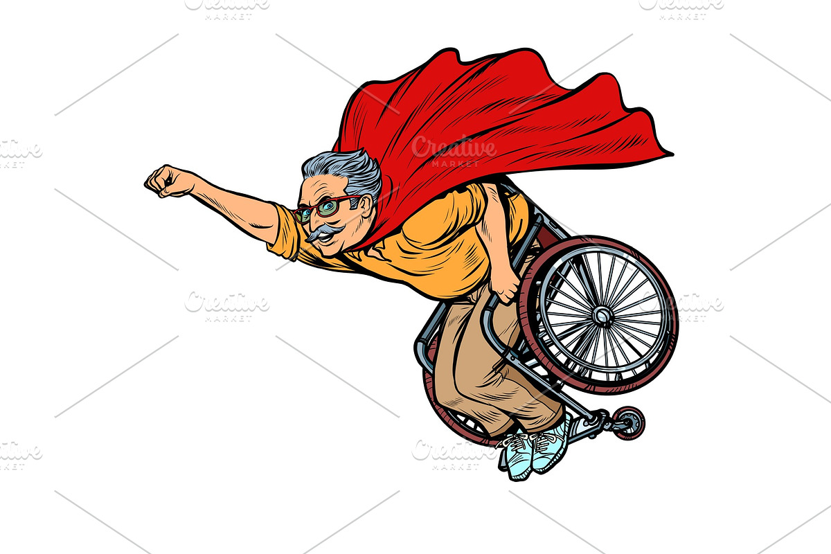 man retired superhero disabled in a, an Object Graphic by studiostoks