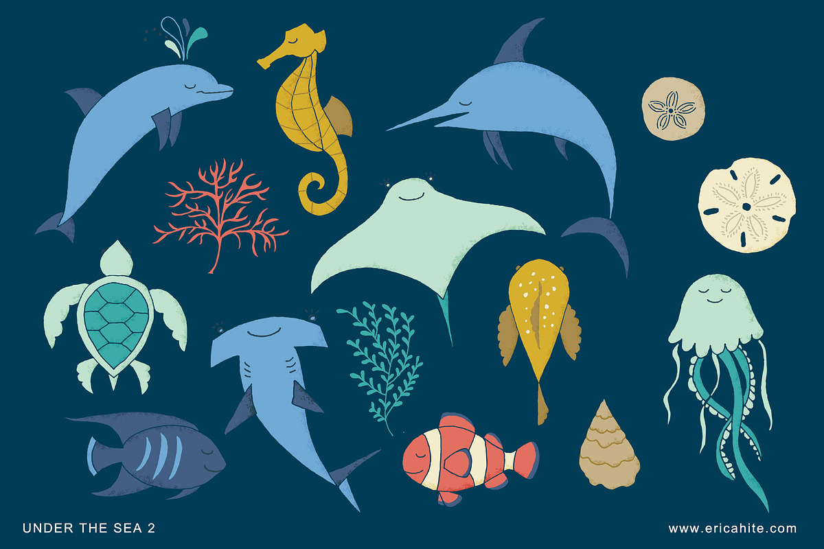 Under the Sea 2: Clip Art, an Illustration by Erica Hite