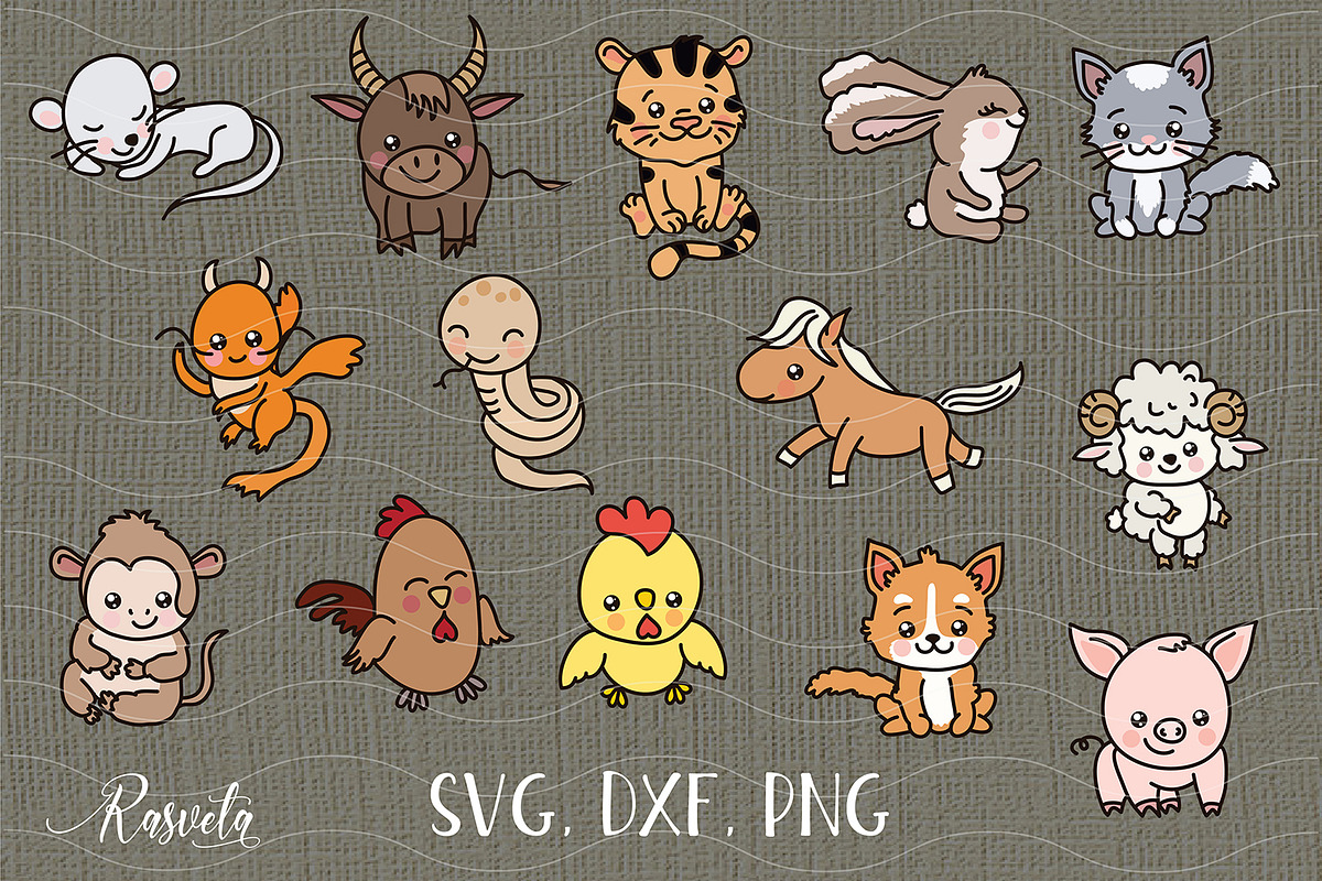 Chinese Kawaii Zodiac Animal, an Animal Illustration by Rasveta