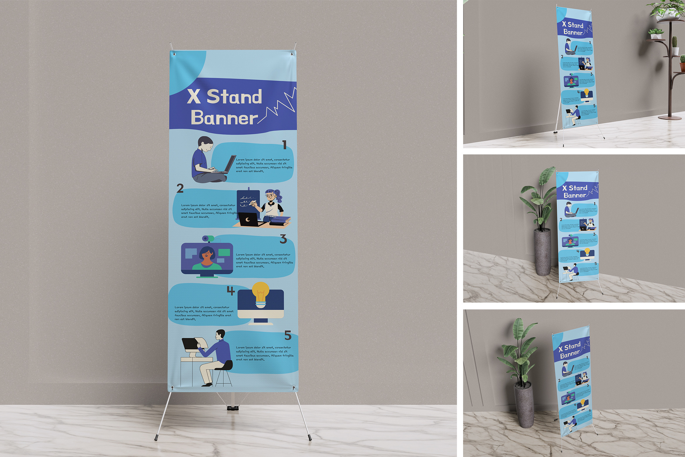 X Stand Banner Mockup, an Advertising Mockup by xavier_studio