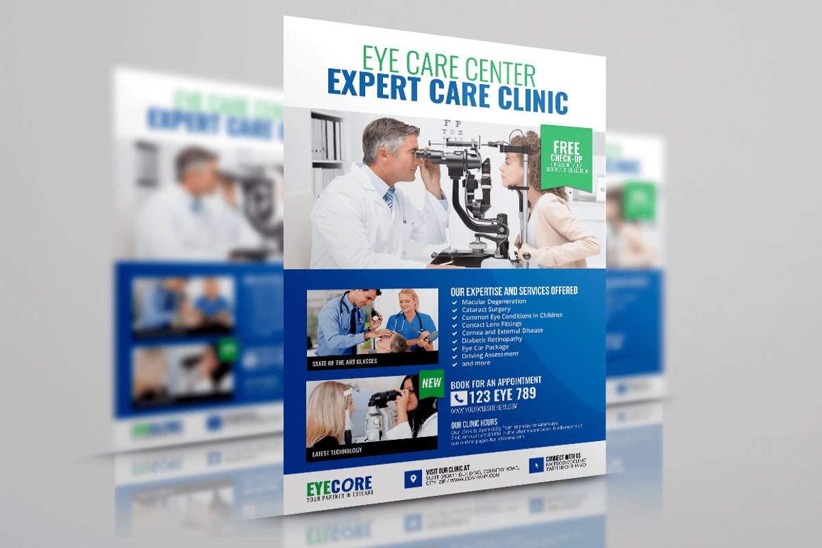 Eye Care Ophthalmology Center Flyer, a Flyer Template by PSDPixel