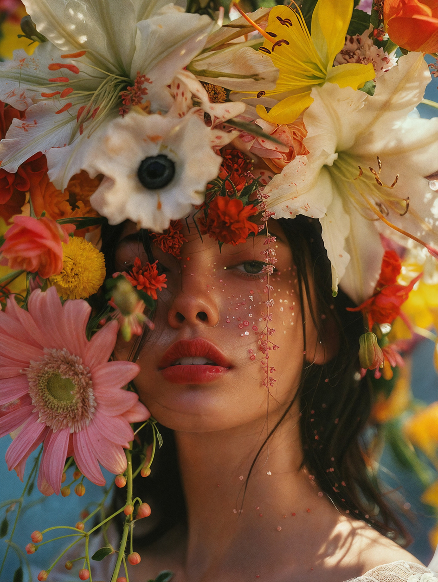 Young girl model in flowers, a Beauty & Fashion Photo by Handmadefont