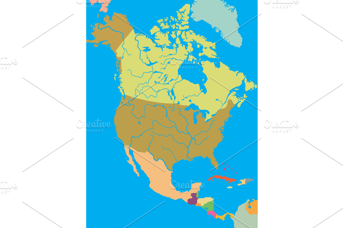 Political map of North America, an Illustration by Viktoria.1703