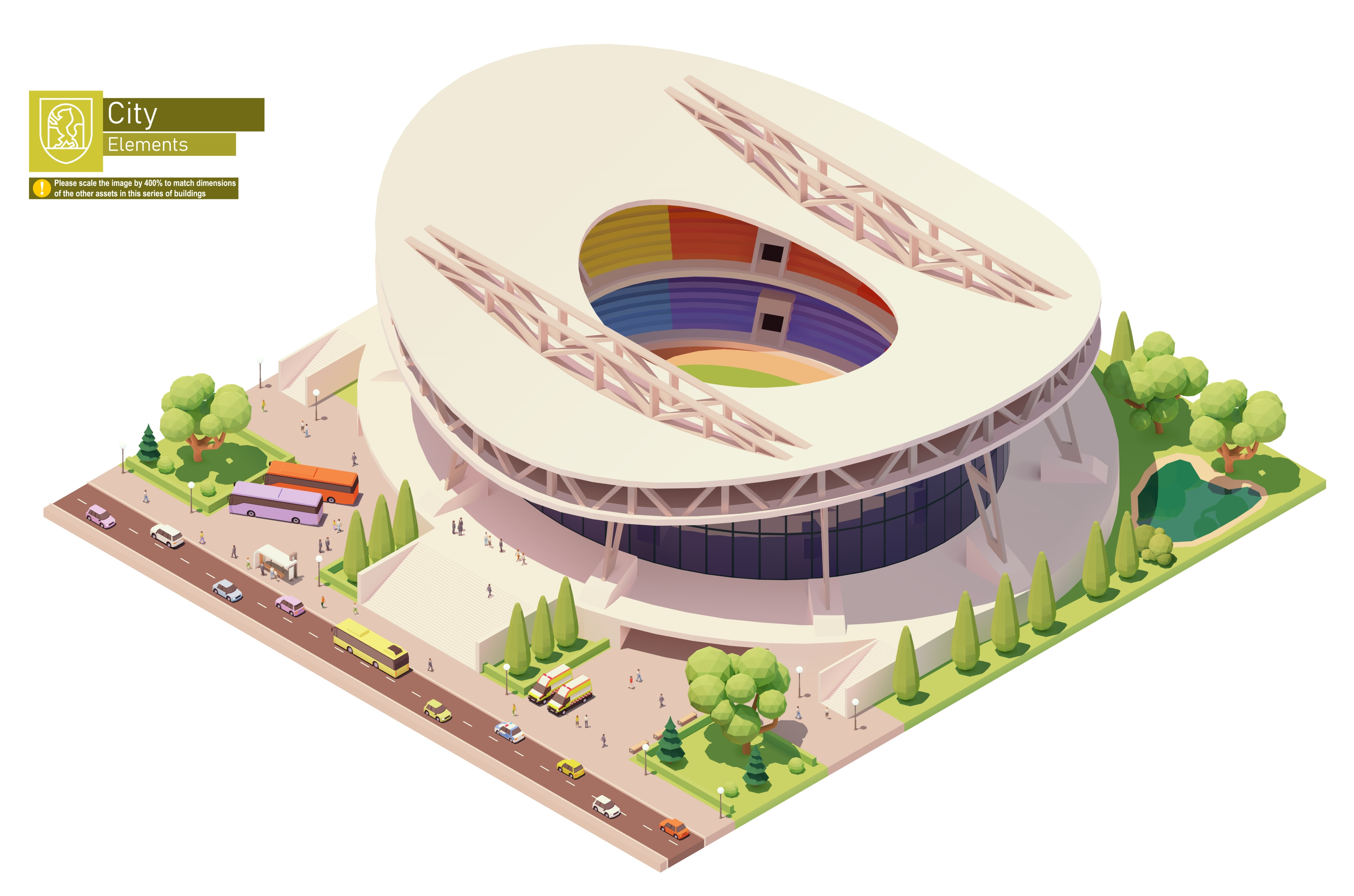 Vector isometric stadium building | Creative Market