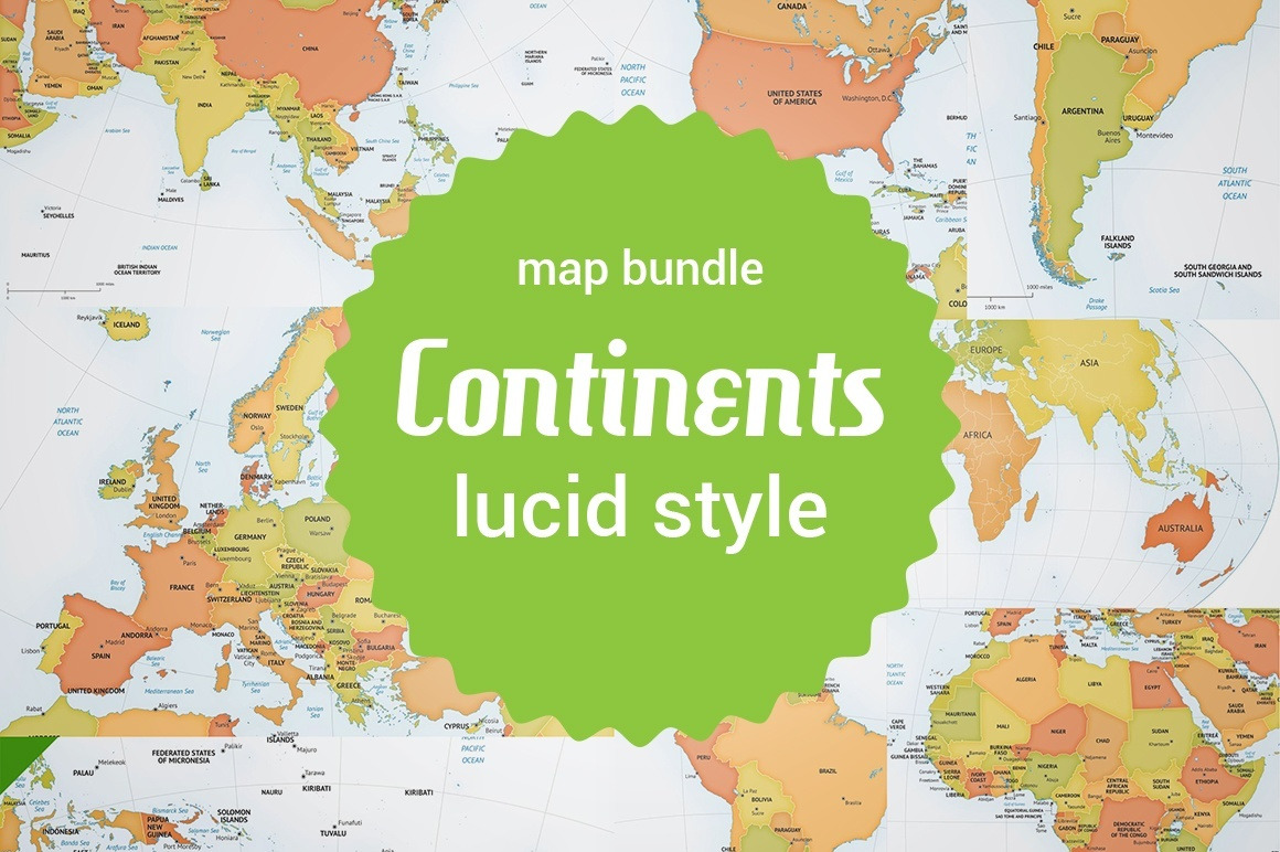 Bundle of 8 vector continent maps, a Graphic by One Stop Map