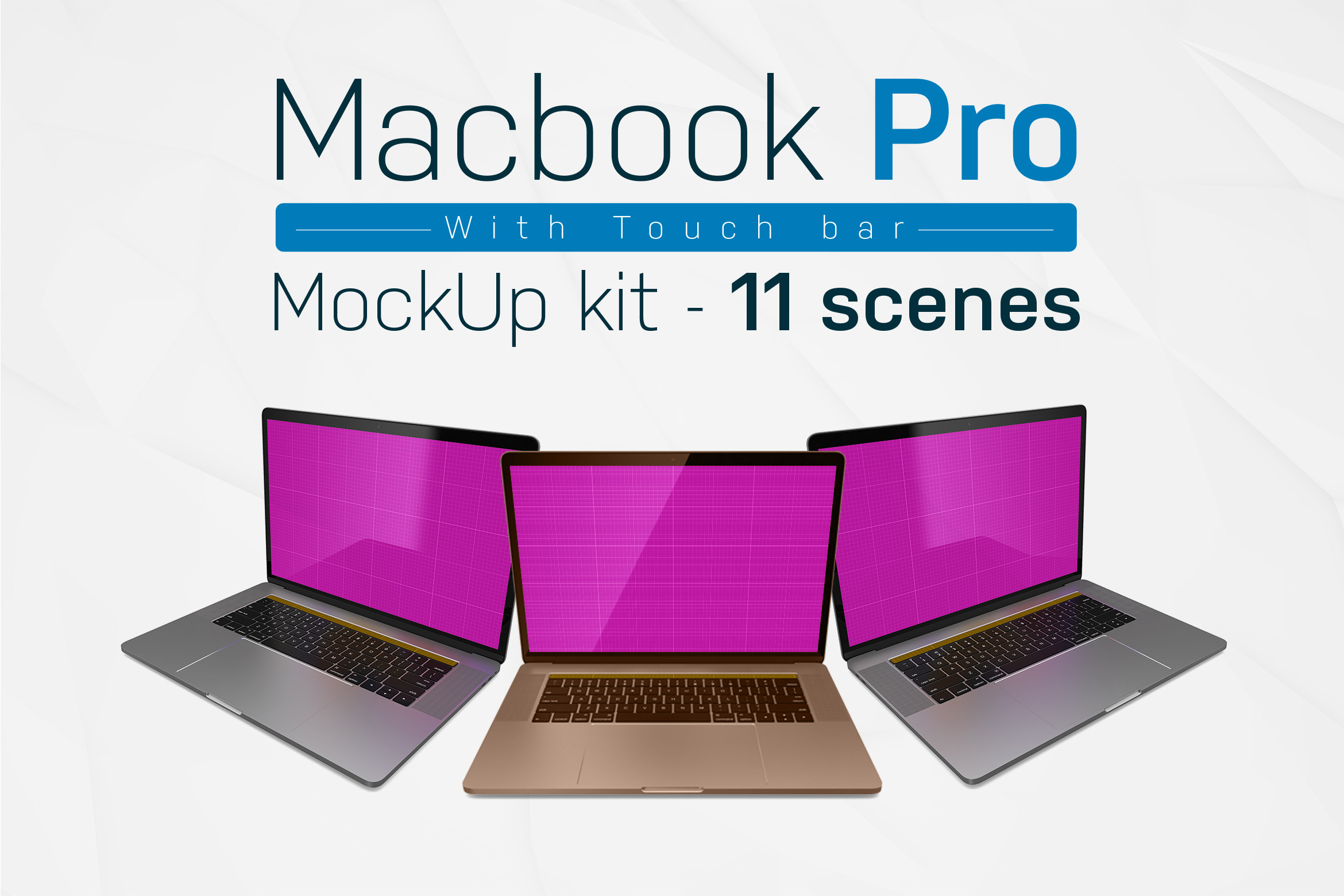 Macbook Pro kit, a Mac Mockup by Qaleb Studio