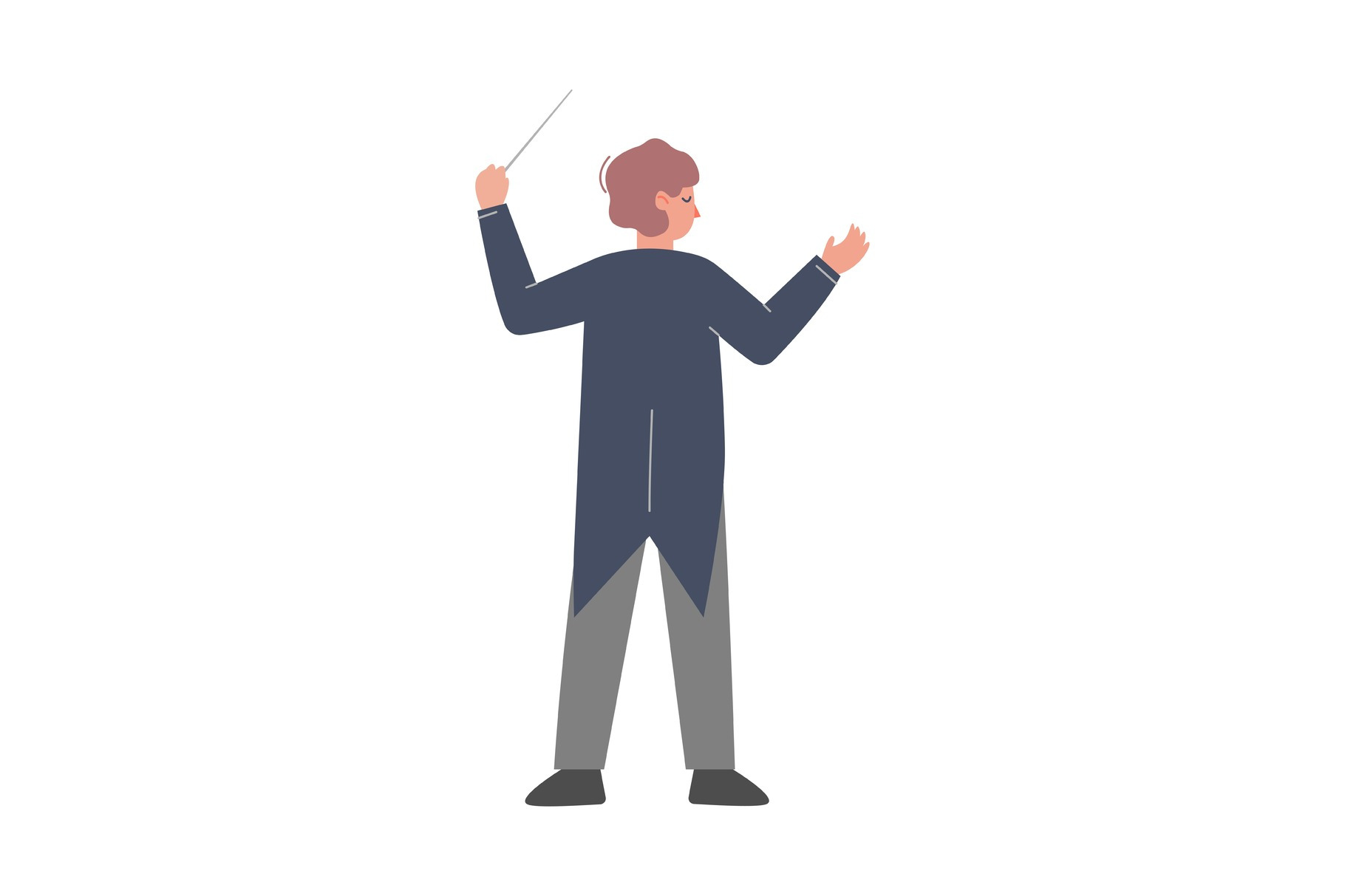 Back View of Man Conductor on Stage | People Illustrations ~ Creative ...