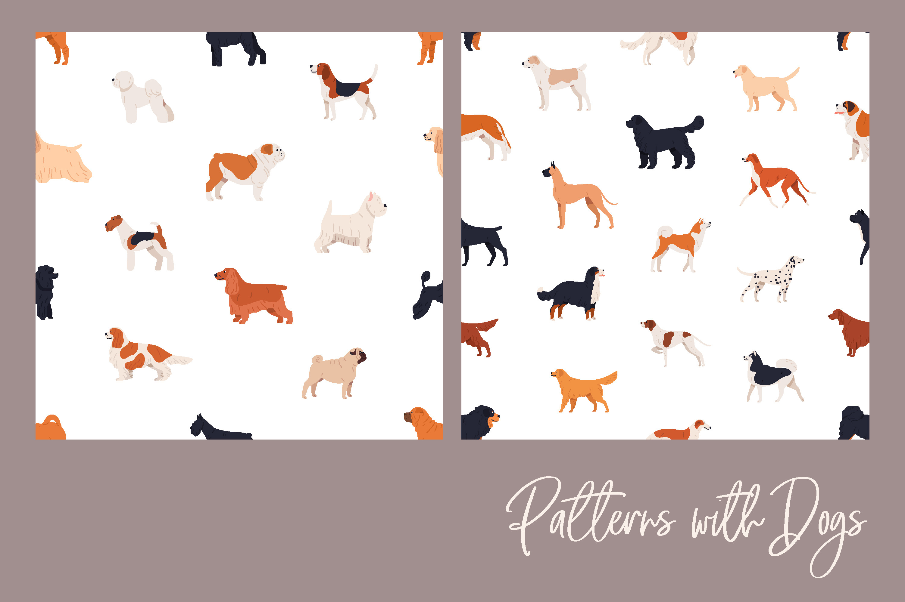 Seamless patterns with dogs, a Pattern Graphic by Good Studio