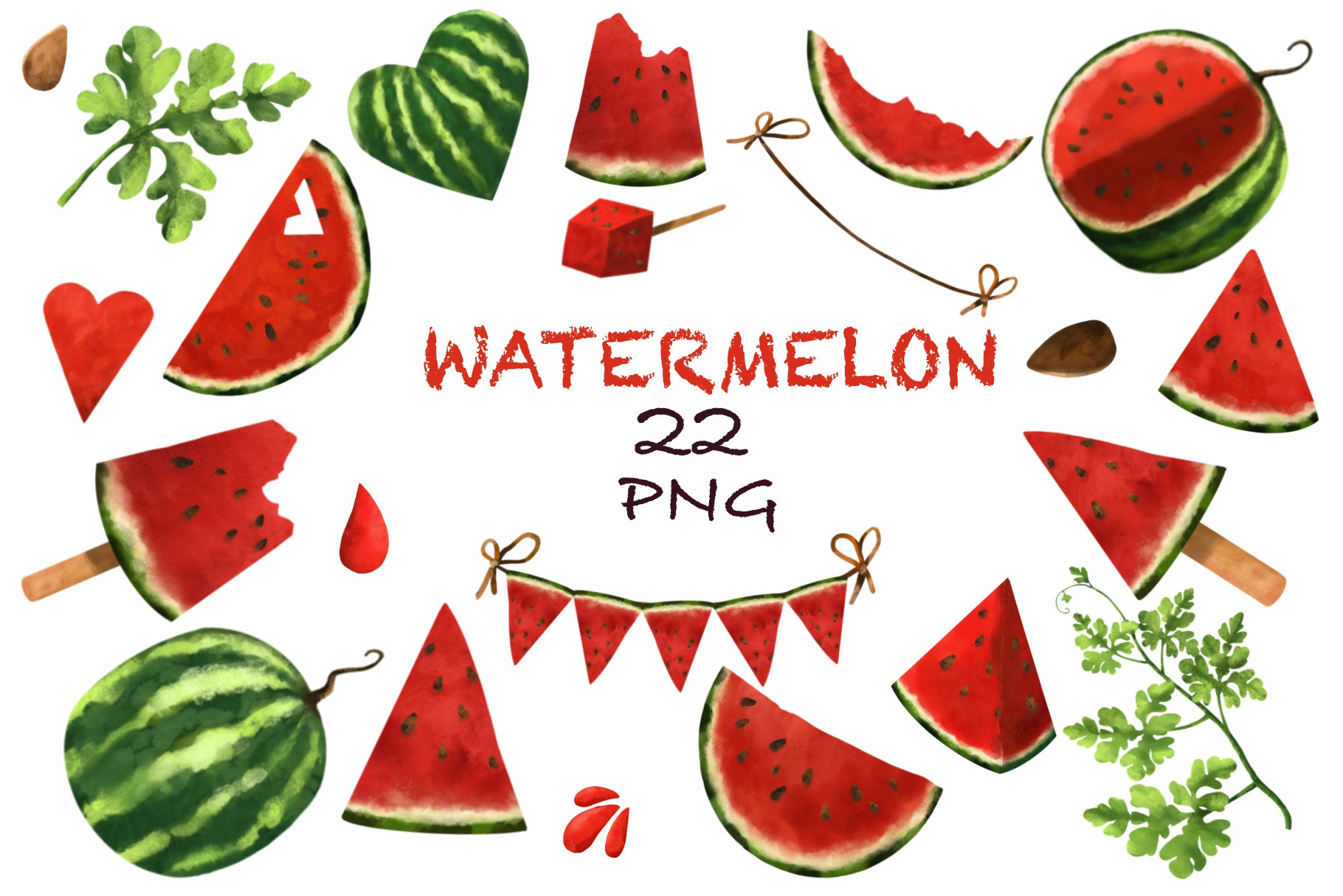 Watercolor Watermelon- Clip Art Set | Creative Market