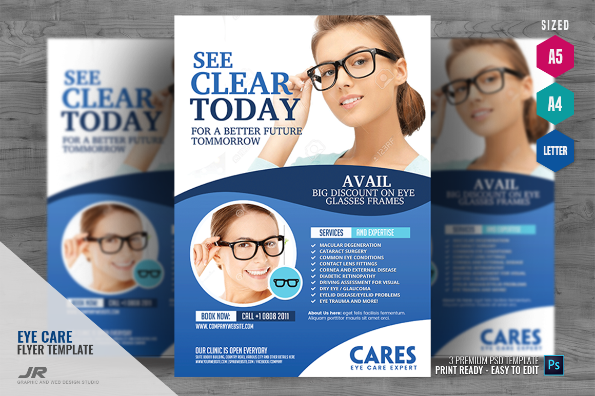Main Optometrist Eye Care Flyer, a Flyer Template by PSDPixel