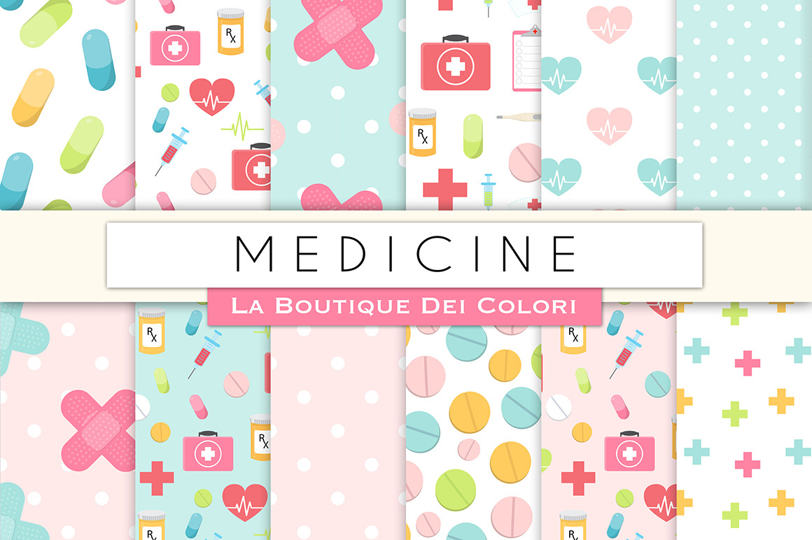 Medicine Seamless Digital Paper, a Pattern Graphic by La Boutique dei ...