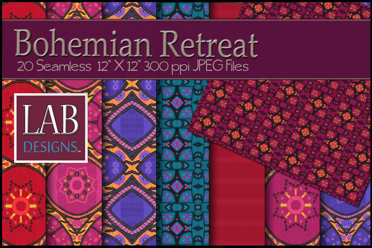 20 Bohemian Fabric Textures, a Texture Graphic by Lab Designs