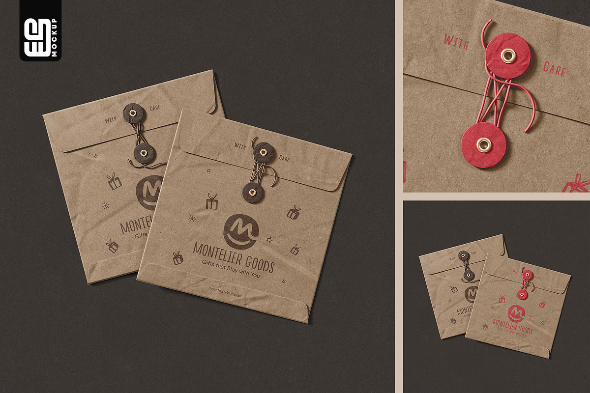 Square Kraft String Envelope Mockup, a Mockup by SD Mockup