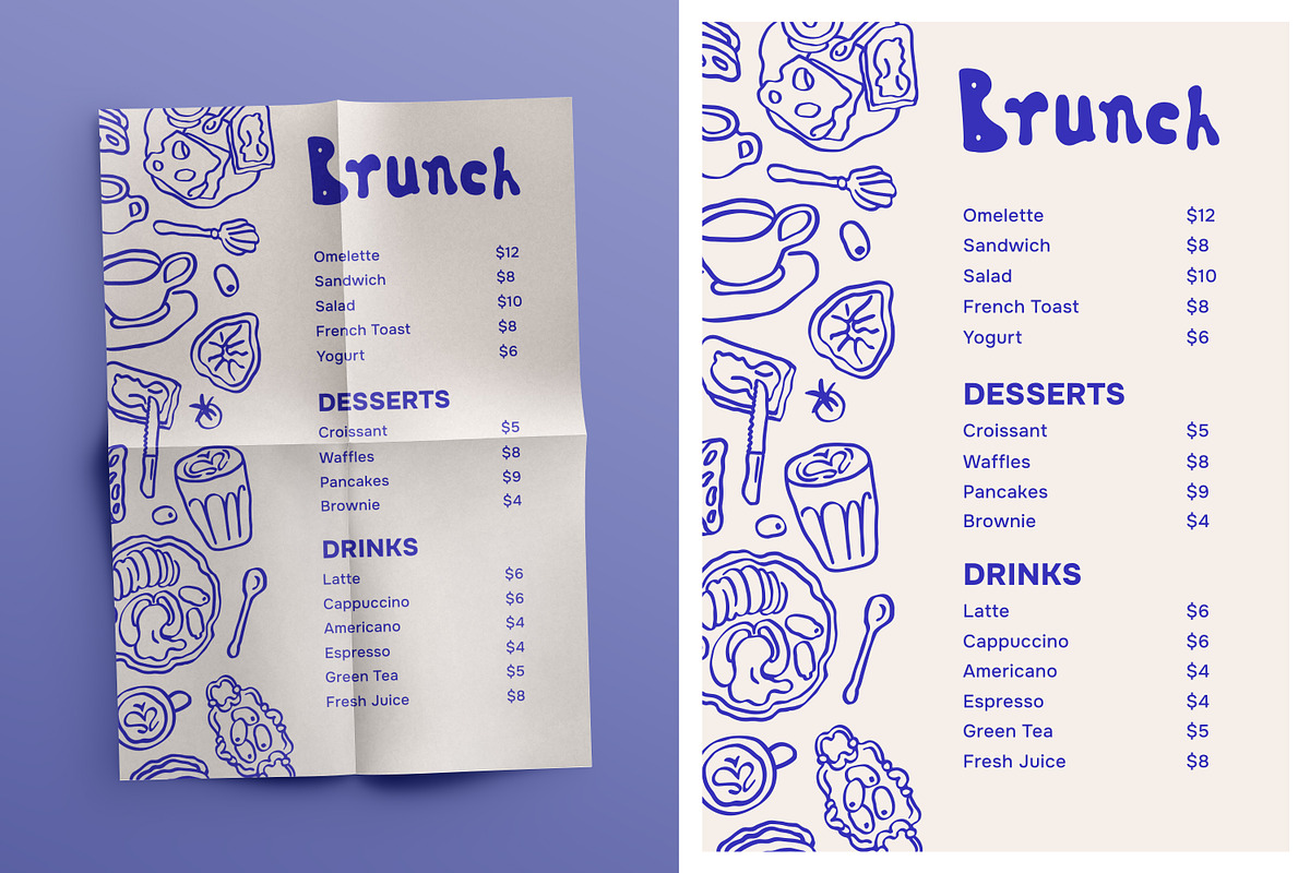 Breakfast food menu card designs set, a Food Illustration by Good Studio