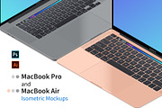Macbook isometric mockups, a Mac Mockup by Genestro Shop