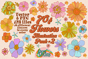 70s Flowers Vector Illustrations, a Decorative Illustration by Dear ...