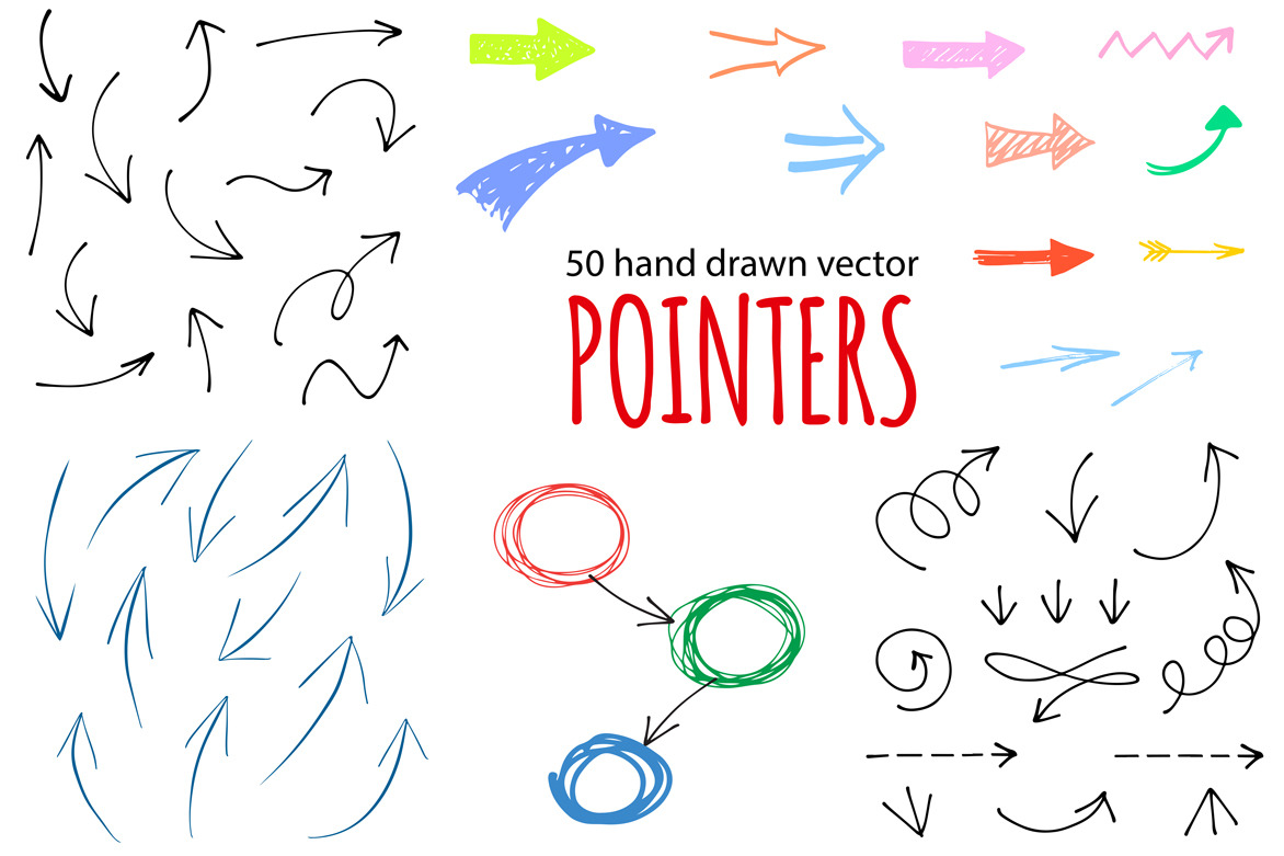 50 hand drawn vector pointers arrows, a Templates & Theme by Maddy's ...
