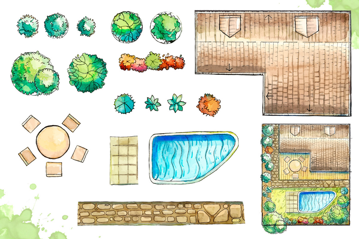 Landscape design set, a Decorative Illustration by AlexGreenArt