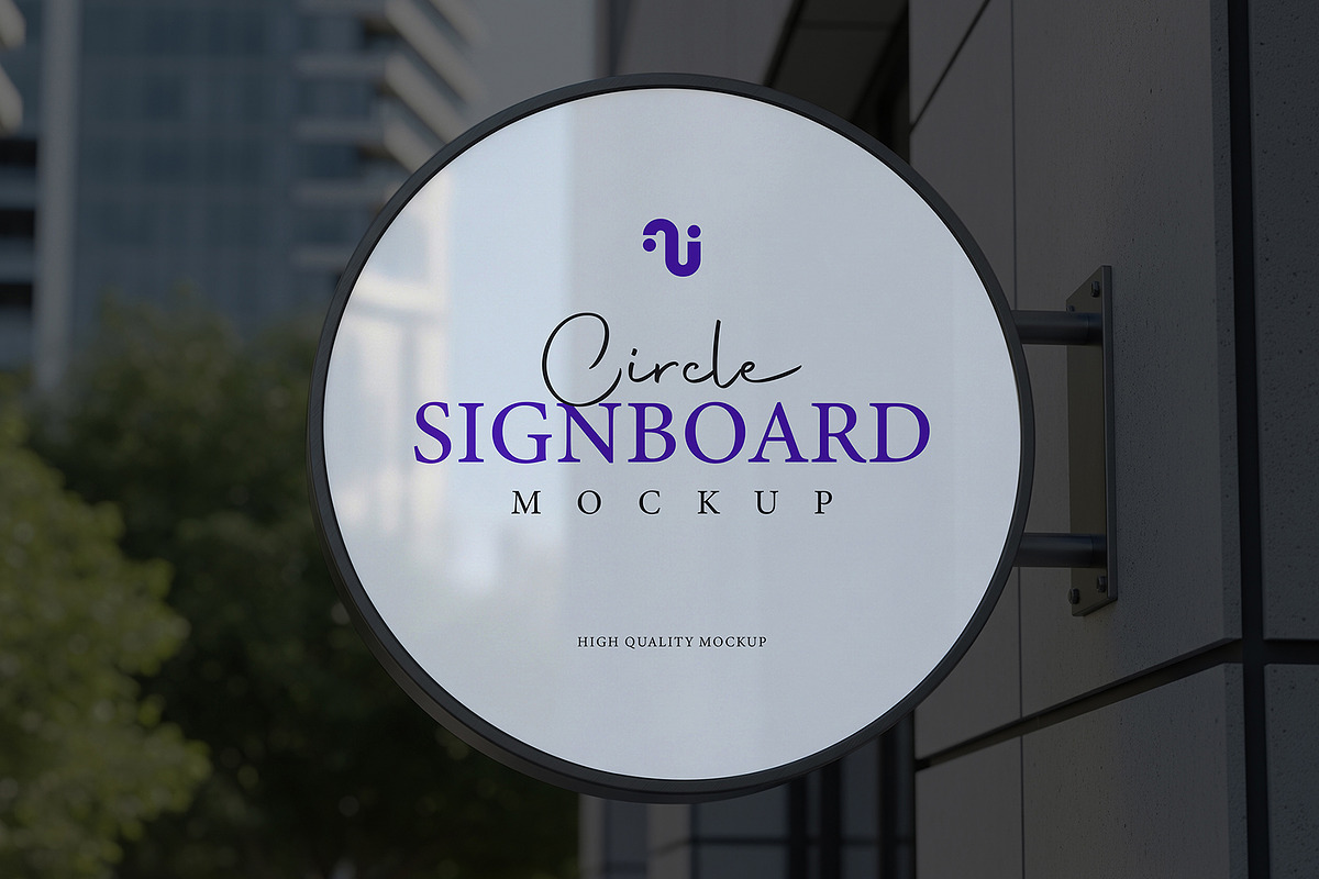 Circle Signboard Mockup