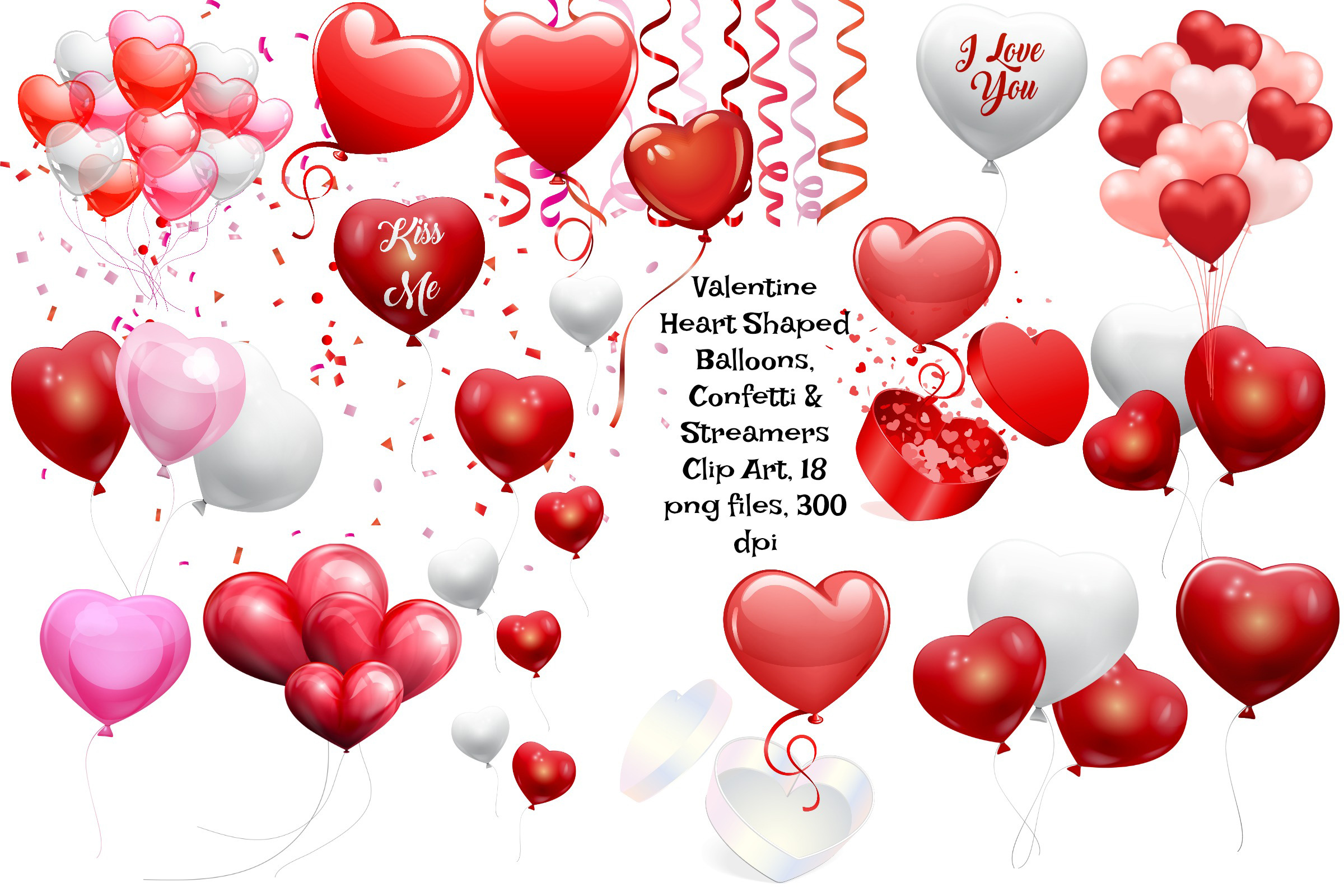 Valentine Heart Balloons Clip Art, an Illustration by ...