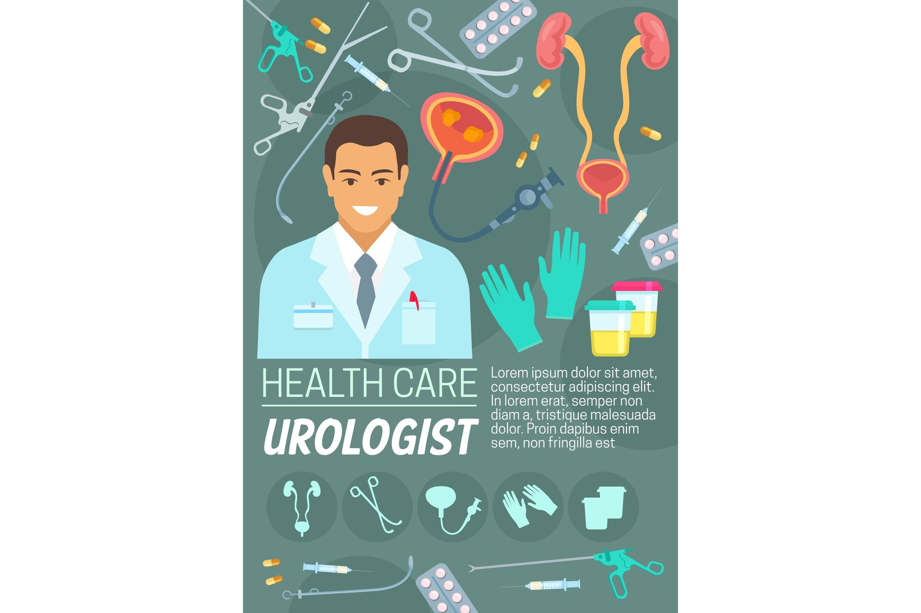 Urology medicine and urologist, a Healthcare Illustration by Vector ...