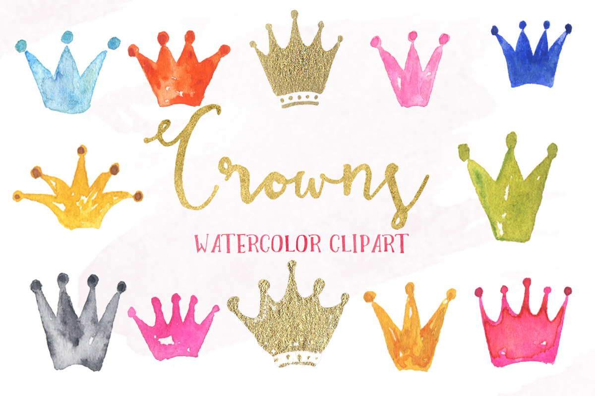 Crowns watercolor clipart, an Illustration by LABFcreations | Creative ...