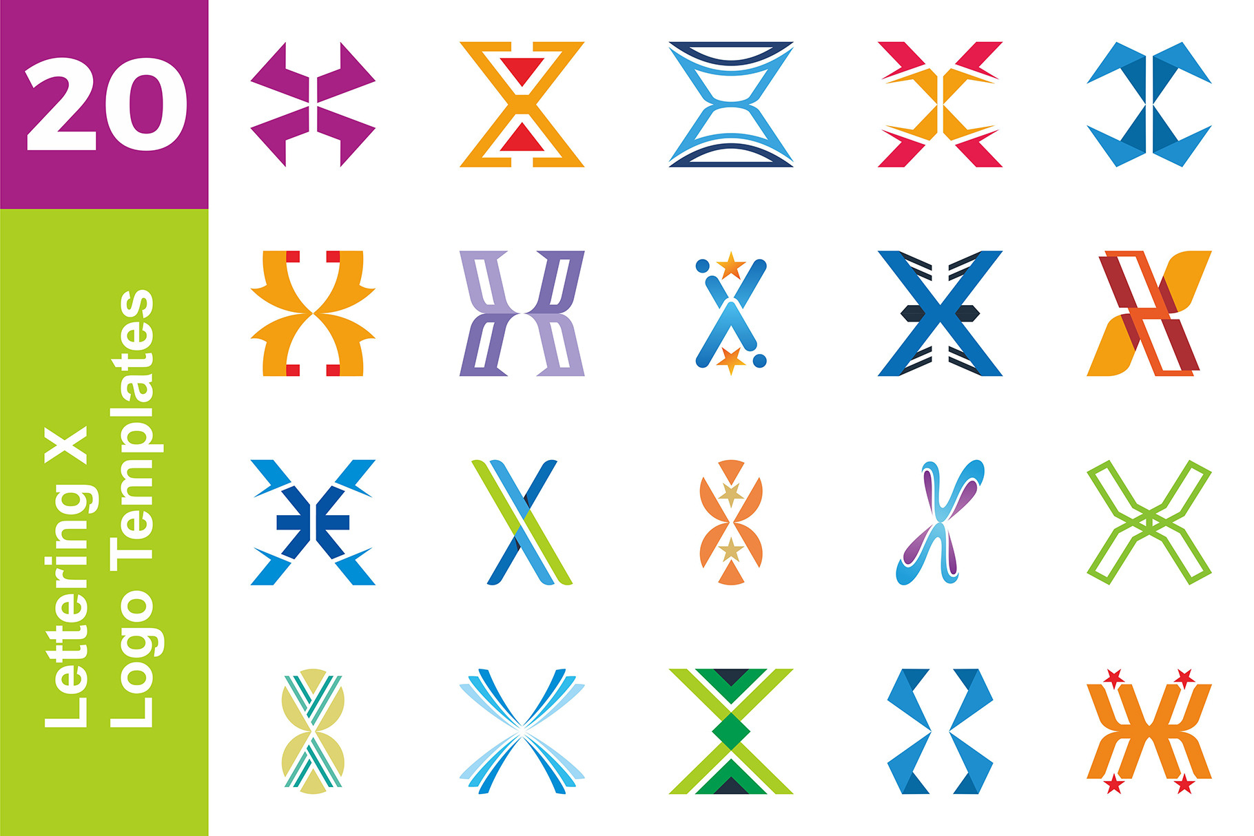 20 Logo Lettering X Template Bundle, a Branding & Logo Template by ...