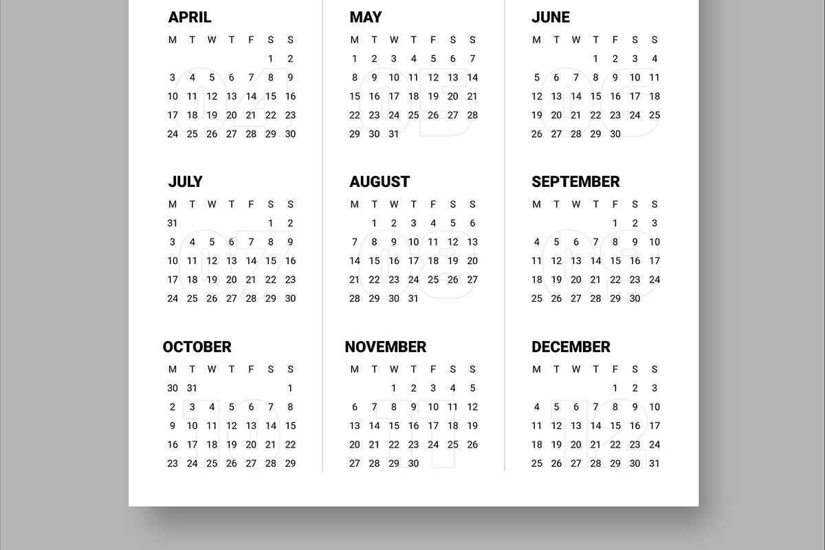 Calendar Set For 2025 to 2028 Years