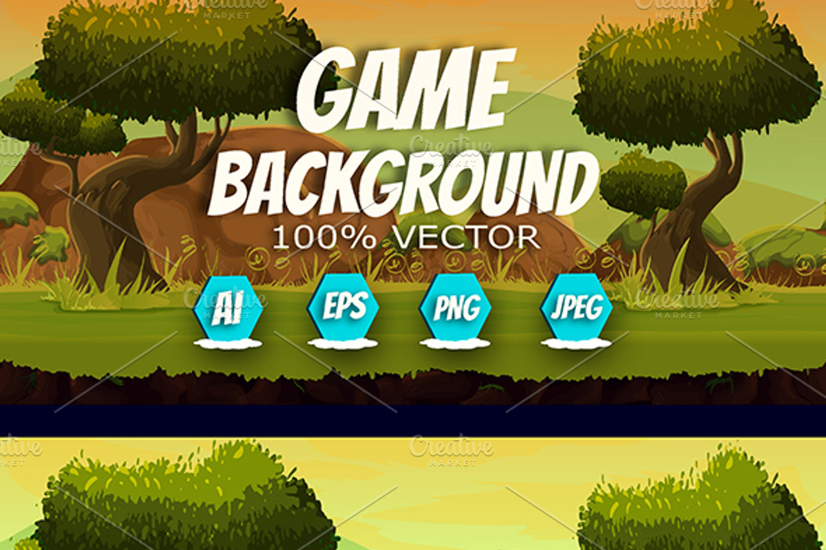 Cute Game Background, an Illustration by 2dvillShop