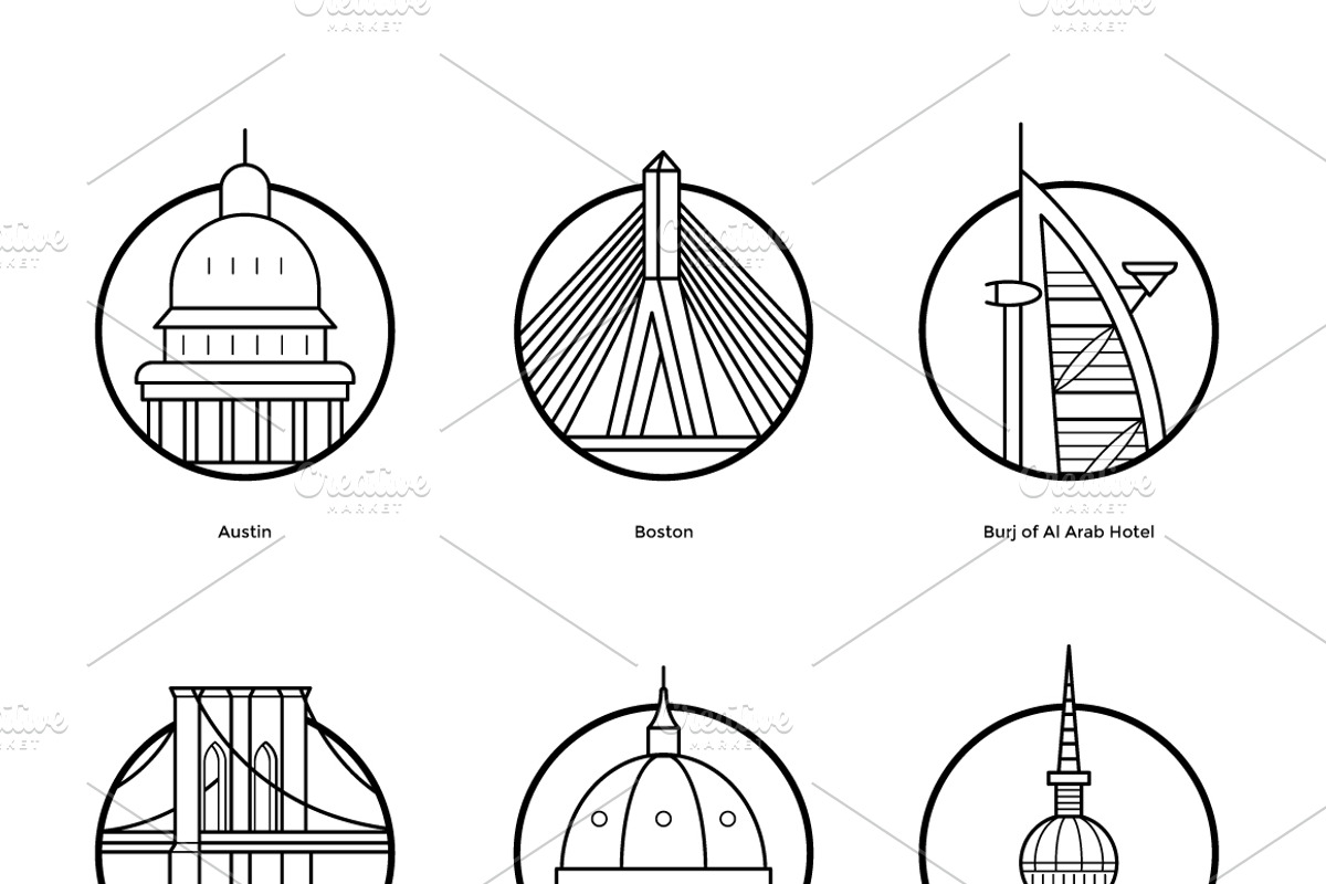 World Cities Illustrations, an Illustration by Prosymbols