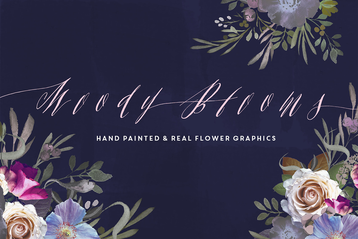 Design Kit - Moody Blooms, an Illustration by Create The Cut