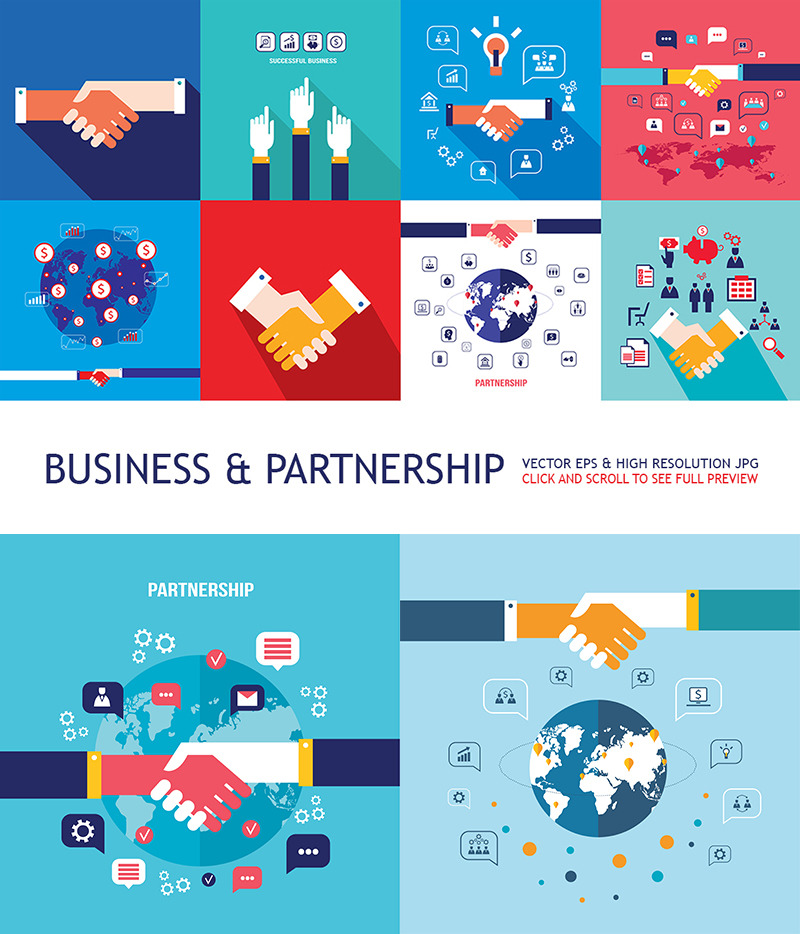 10 Business Partnership banner set, a Person Illustration by Anttoniu