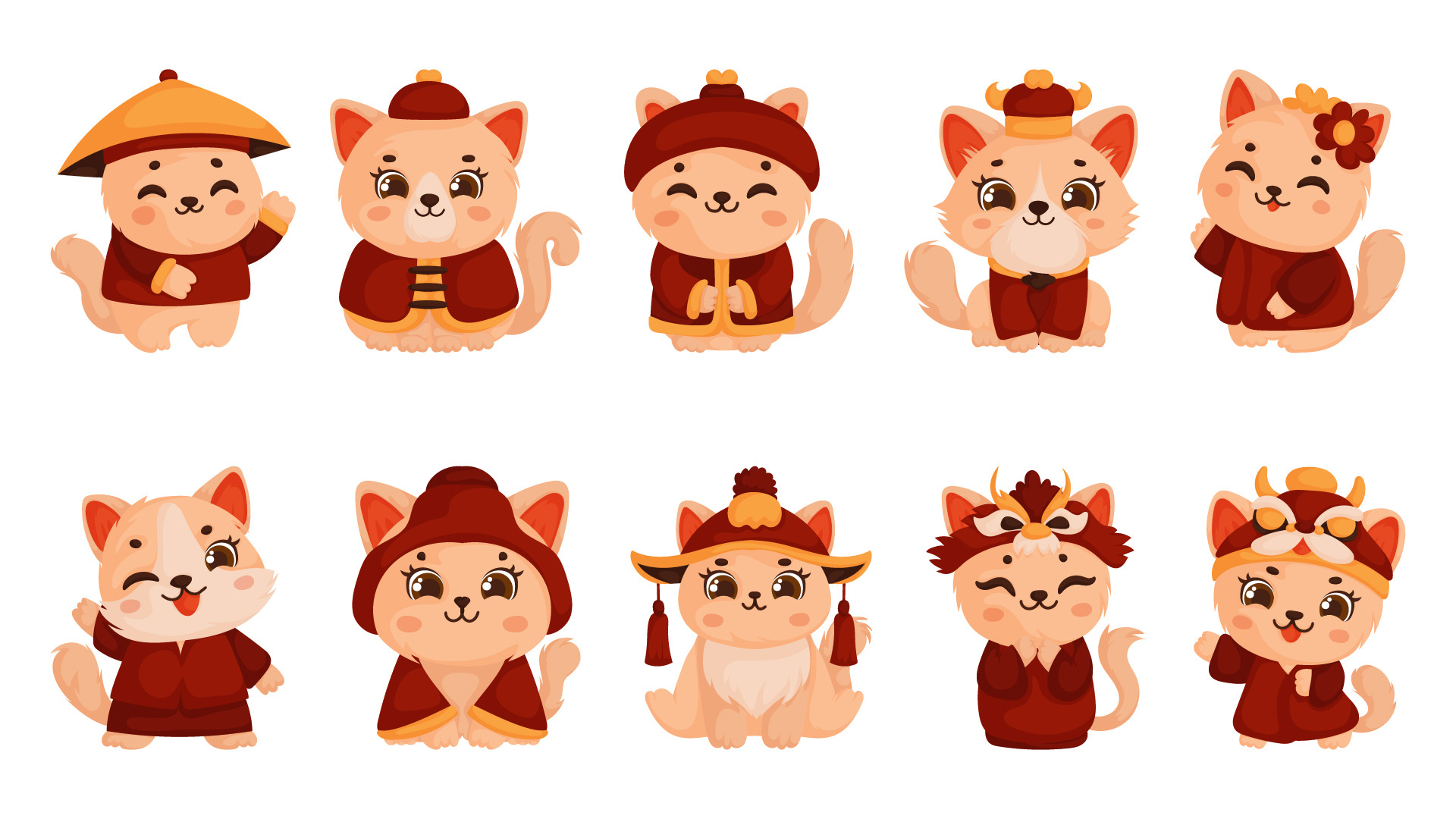 10 Cute Cats in Traditional Chinese, an Animal Illustration by JAVVANI ...