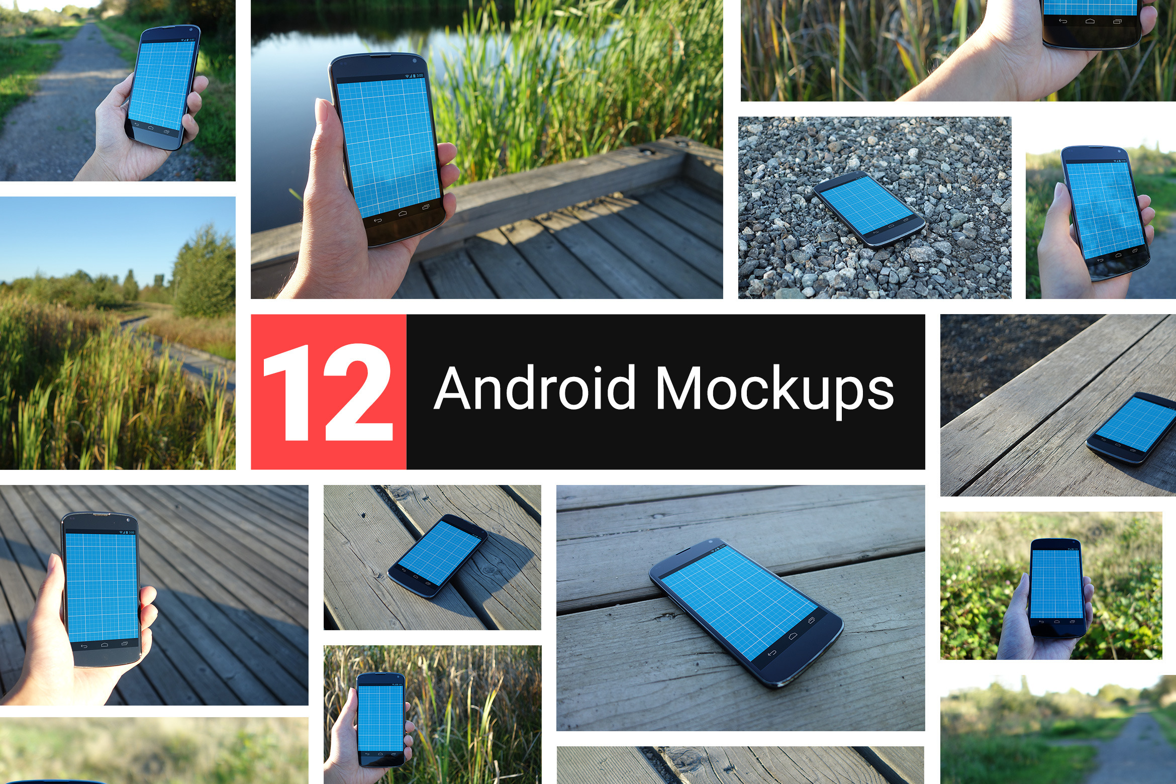 12 Realistic Android Mockups, an Android Mockup by SparkleStock