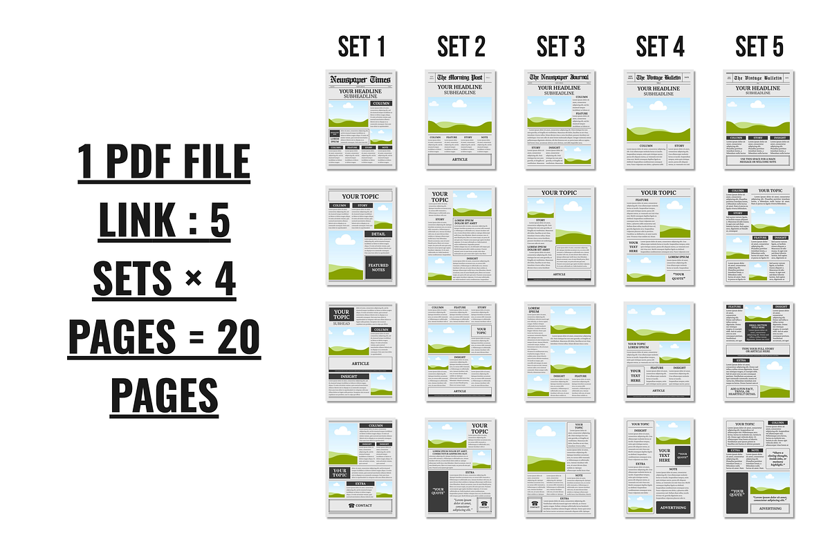 20 Newspaper template bundle, a Magazine Template by ZoloDesignHub ...