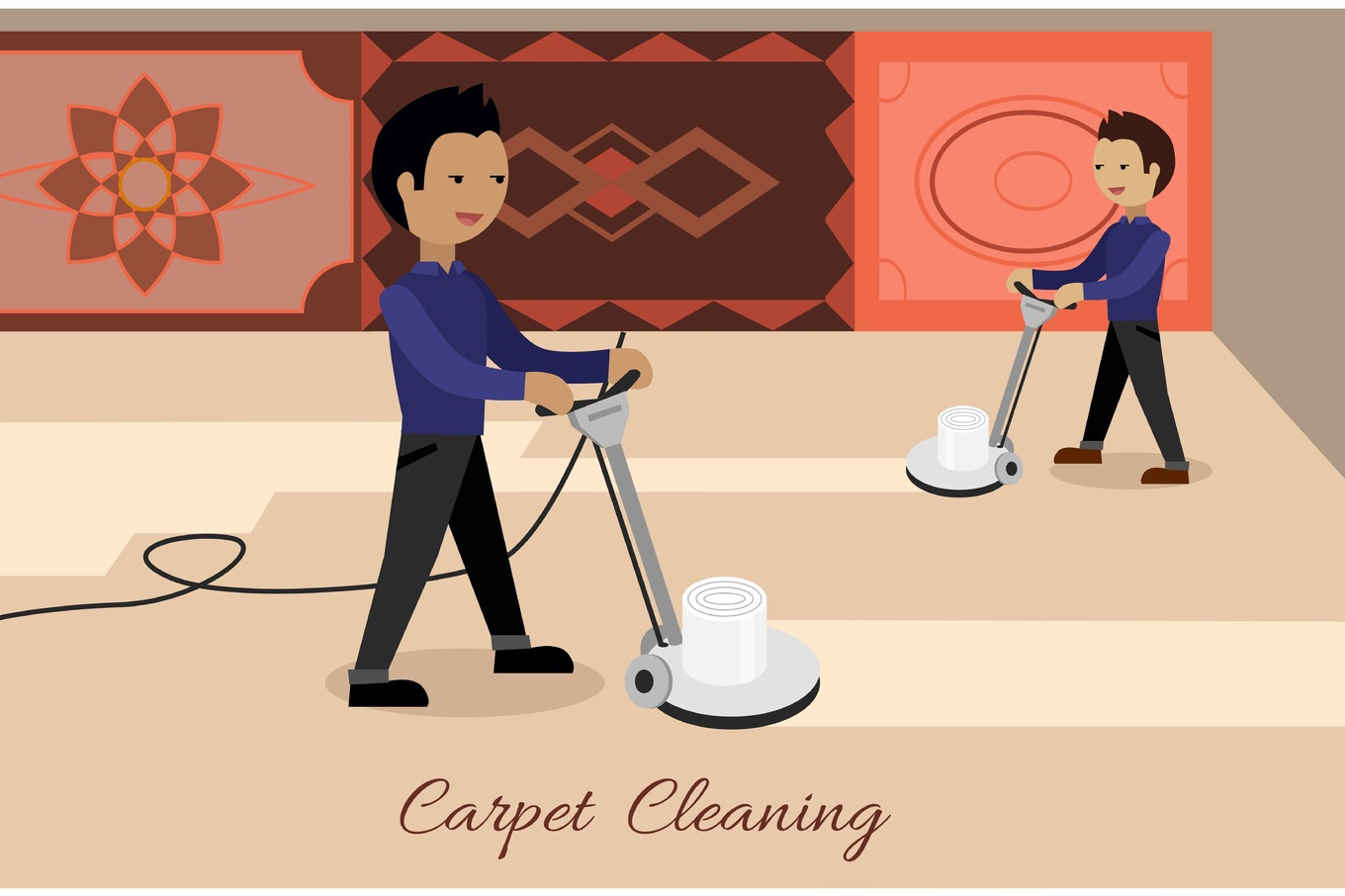 Carpet Cleaning Vector Concept in Flat Design, a Person Illustration by ...