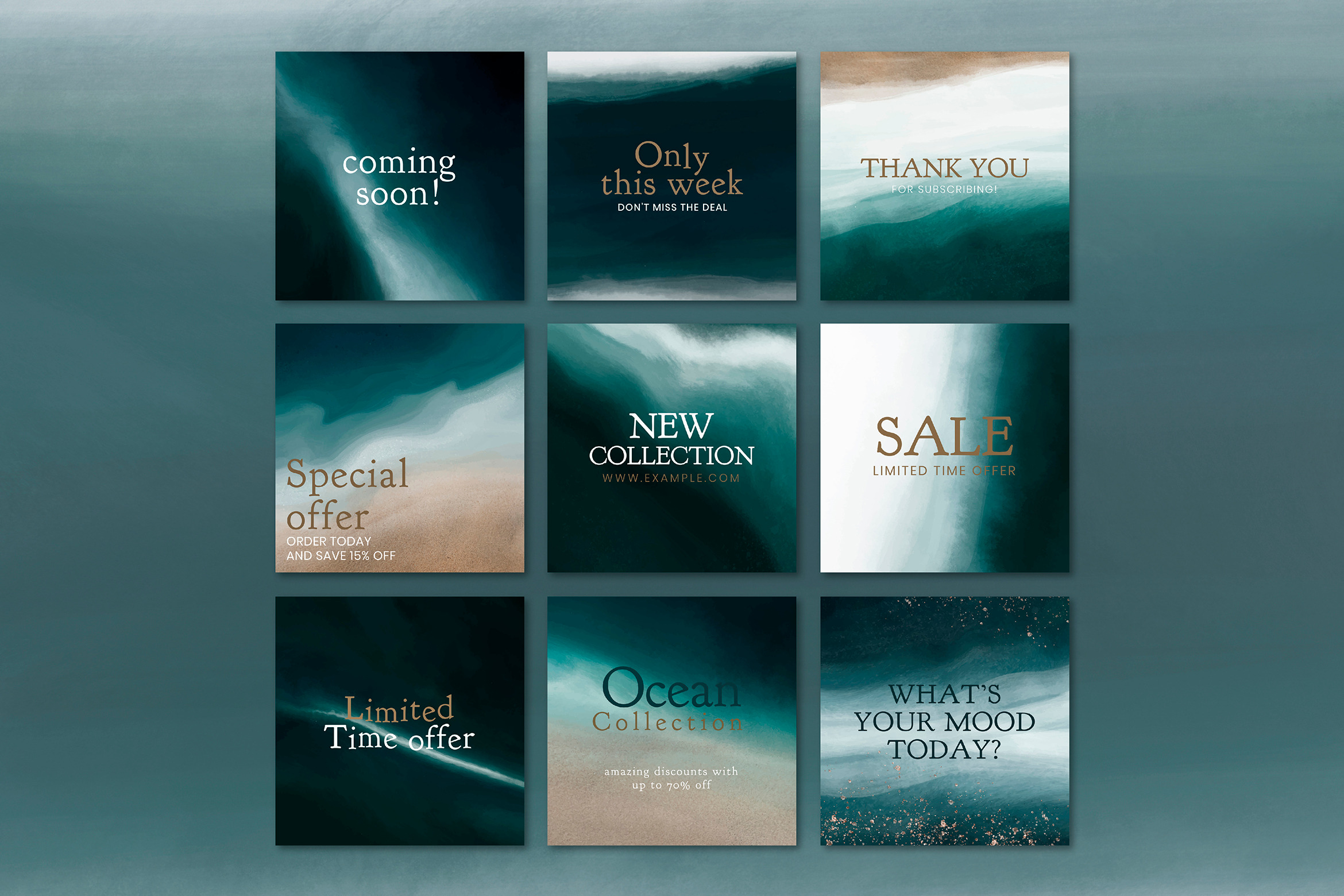 Ocean social media template set, a Social Media Template by rawpixel