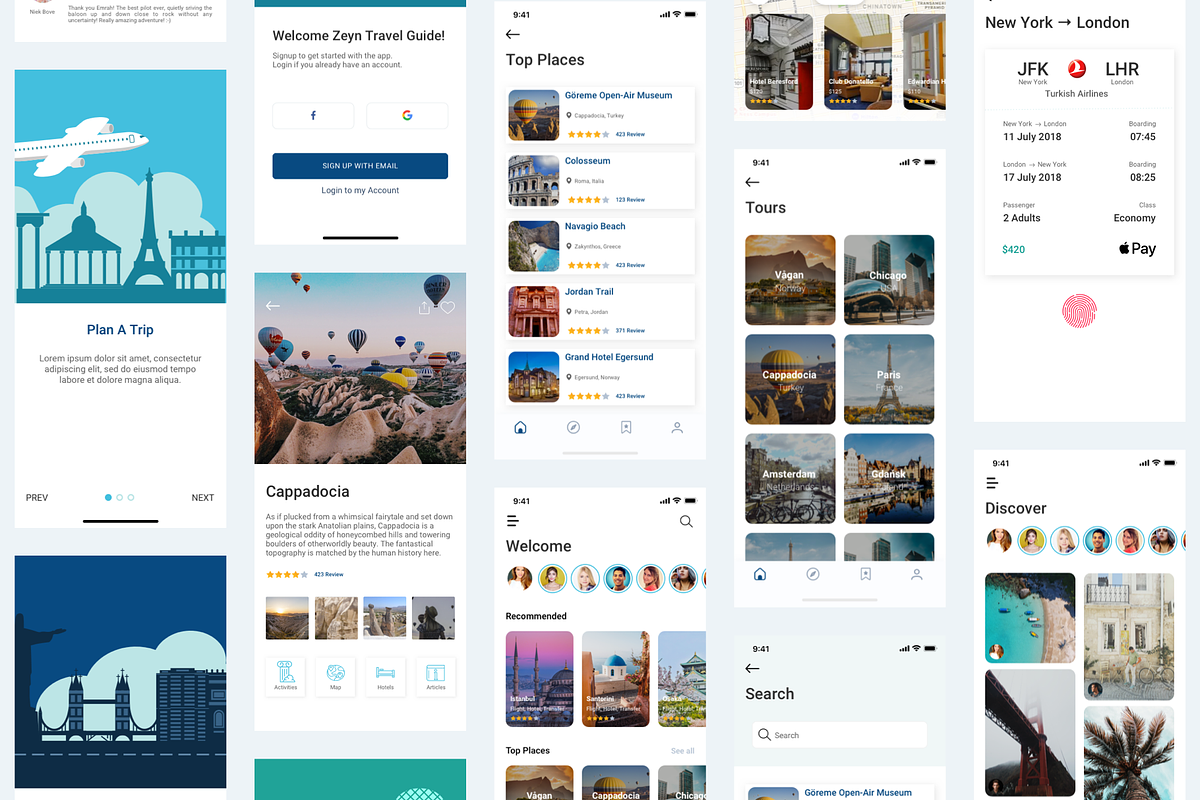 Zeyn Travel Guide UI Kit, an UI Kit Template by Onur Kuru
