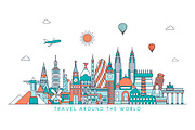 Line art world travel illustration, a Work Illustration by LisaKolbasa