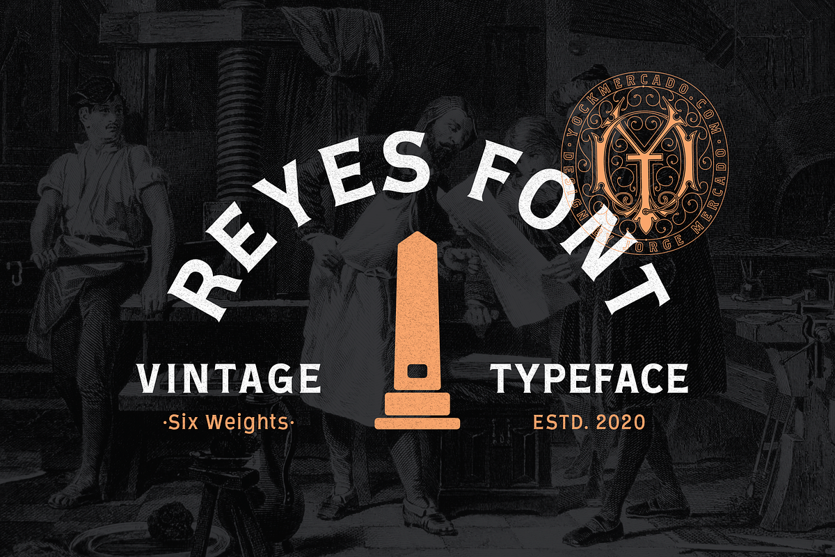 Reyes Typeface + Logo Templates, a Serif Font by YockMercado