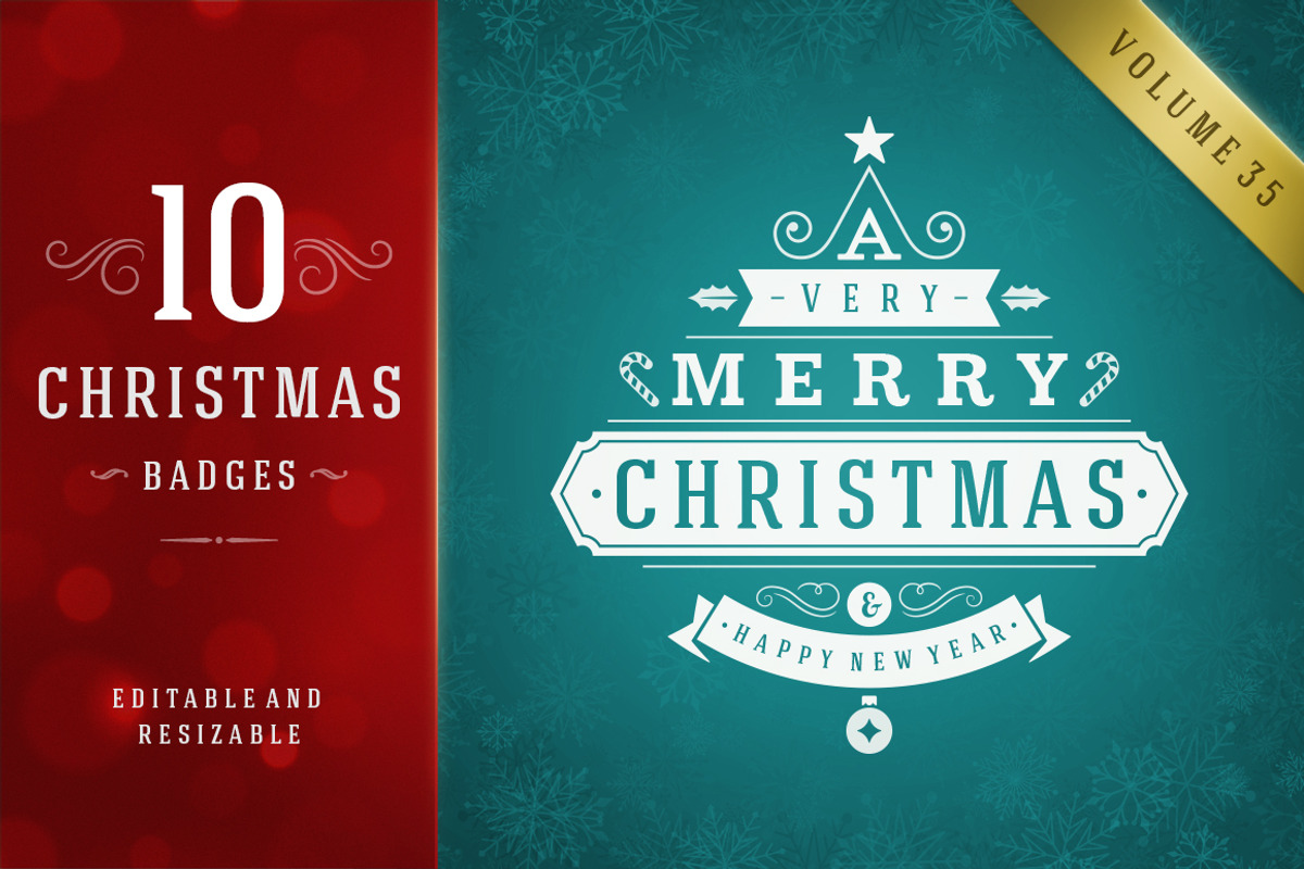 10 Christmas Logos and Badges, a Branding & Logo Template by Vasya Kobelev