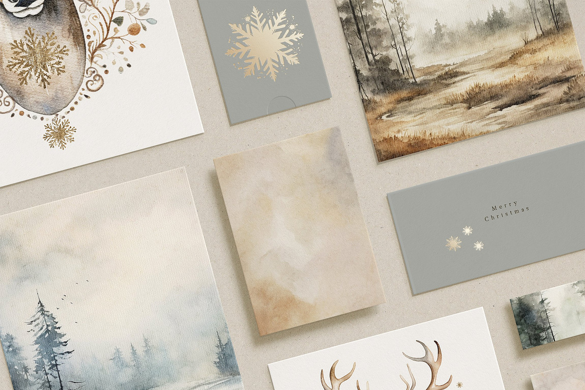 Winter and Christmas Watercolor Set