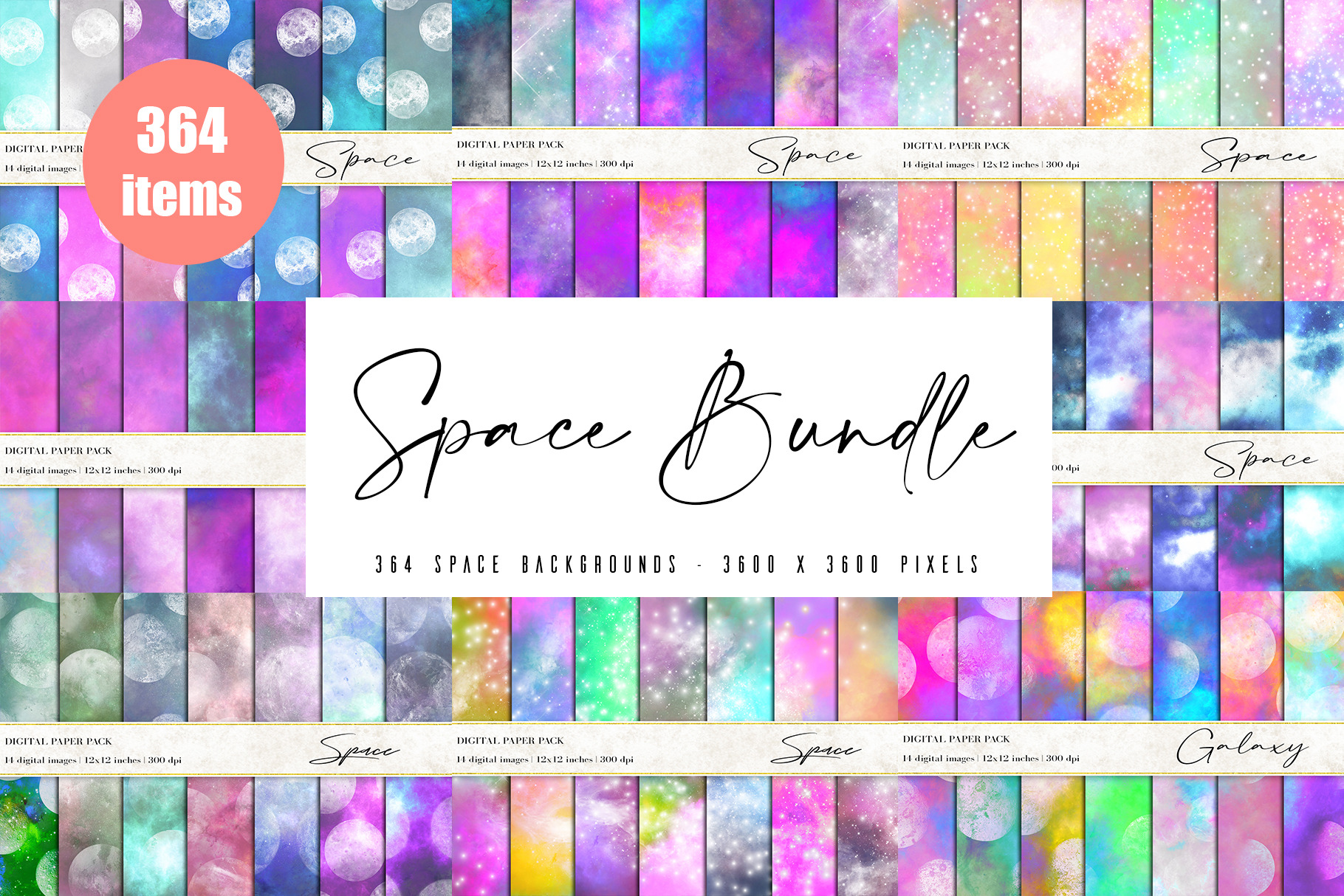 Space Galaxy Backgrounds Bundle, a Texture Graphic by BonaDesigns