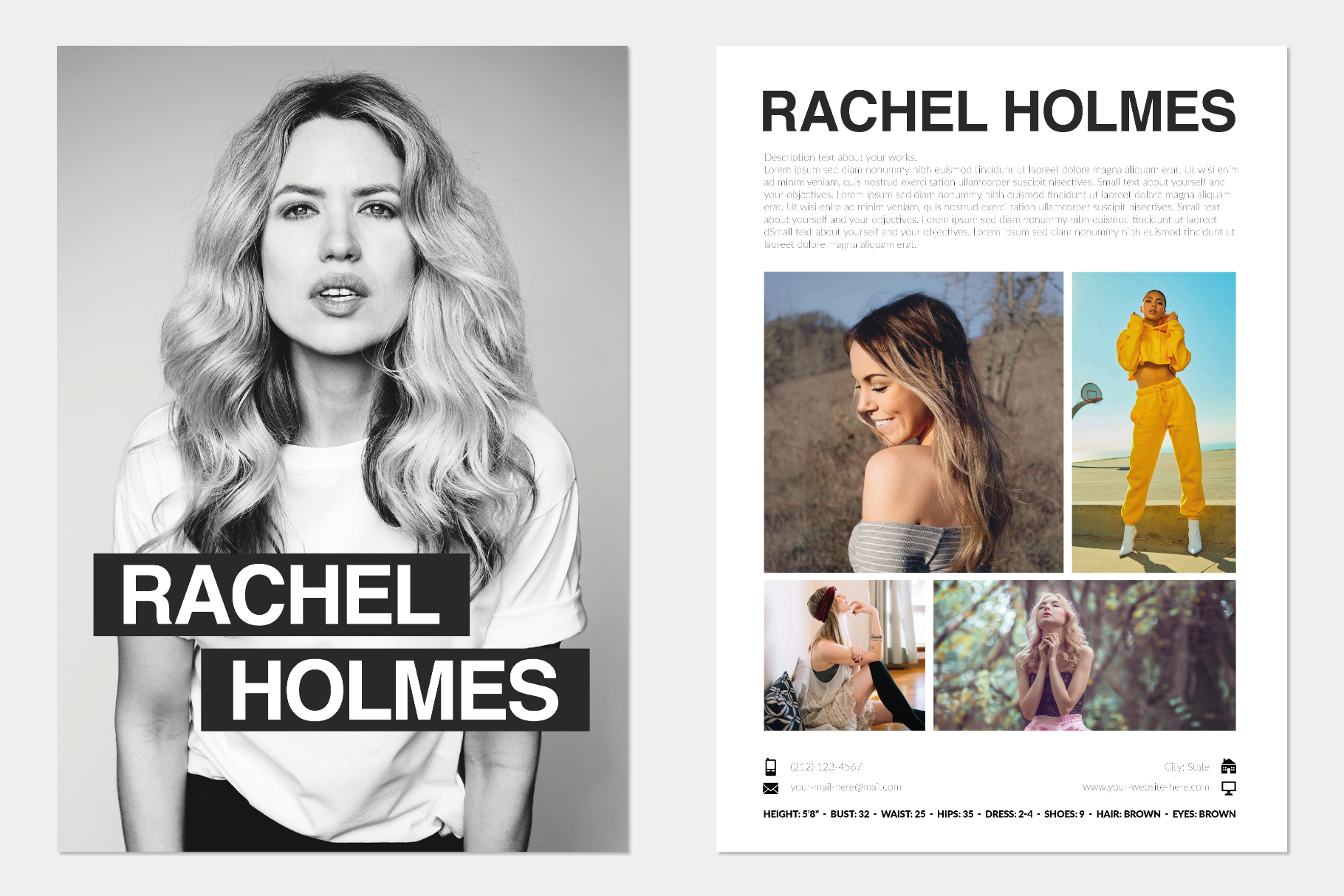 Comp Card Printing digital comp card, a Resume Template by TemplateLab ...