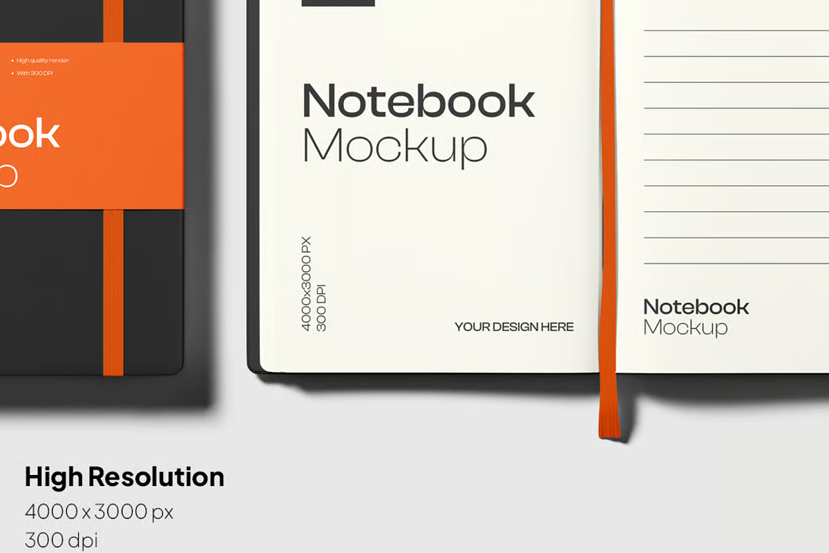 Notebook Mockup - Multiple Views, a Books & Magazine Mockup by graphicsauce